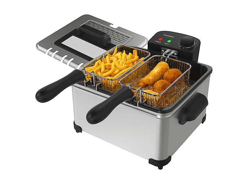 VIVID GREEN VG002179 Dubbele Friteuse Zilver | MediaMarkt