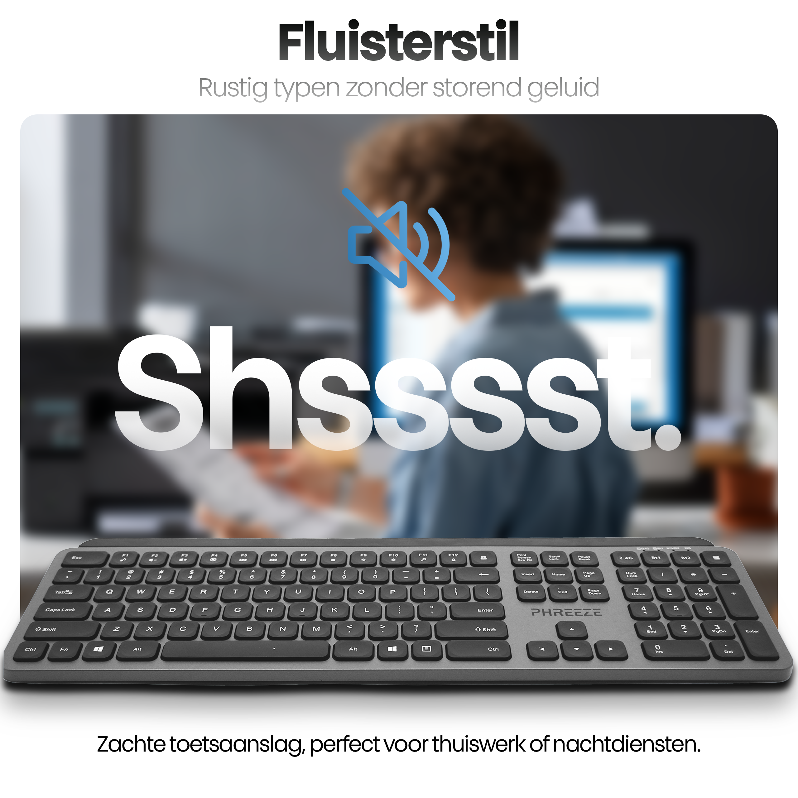 PHREEZE KB01 Ergonomische Draadloos Toetsenbord Bluetooth + usb ...
