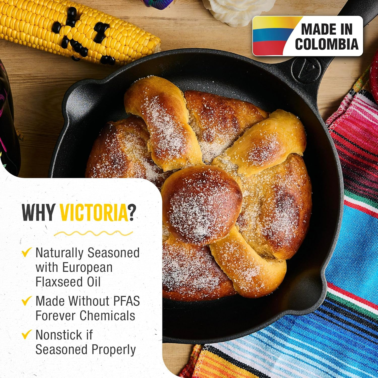 VICTORIA COOKWARE SKS34603 Catrina Bratpfanne (Gusseisen, Beschichtung ...