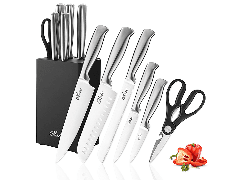 OLEIO 6-teiliges Küchenmesser-Set Küchenmesser-Set mit schwarzem ...
