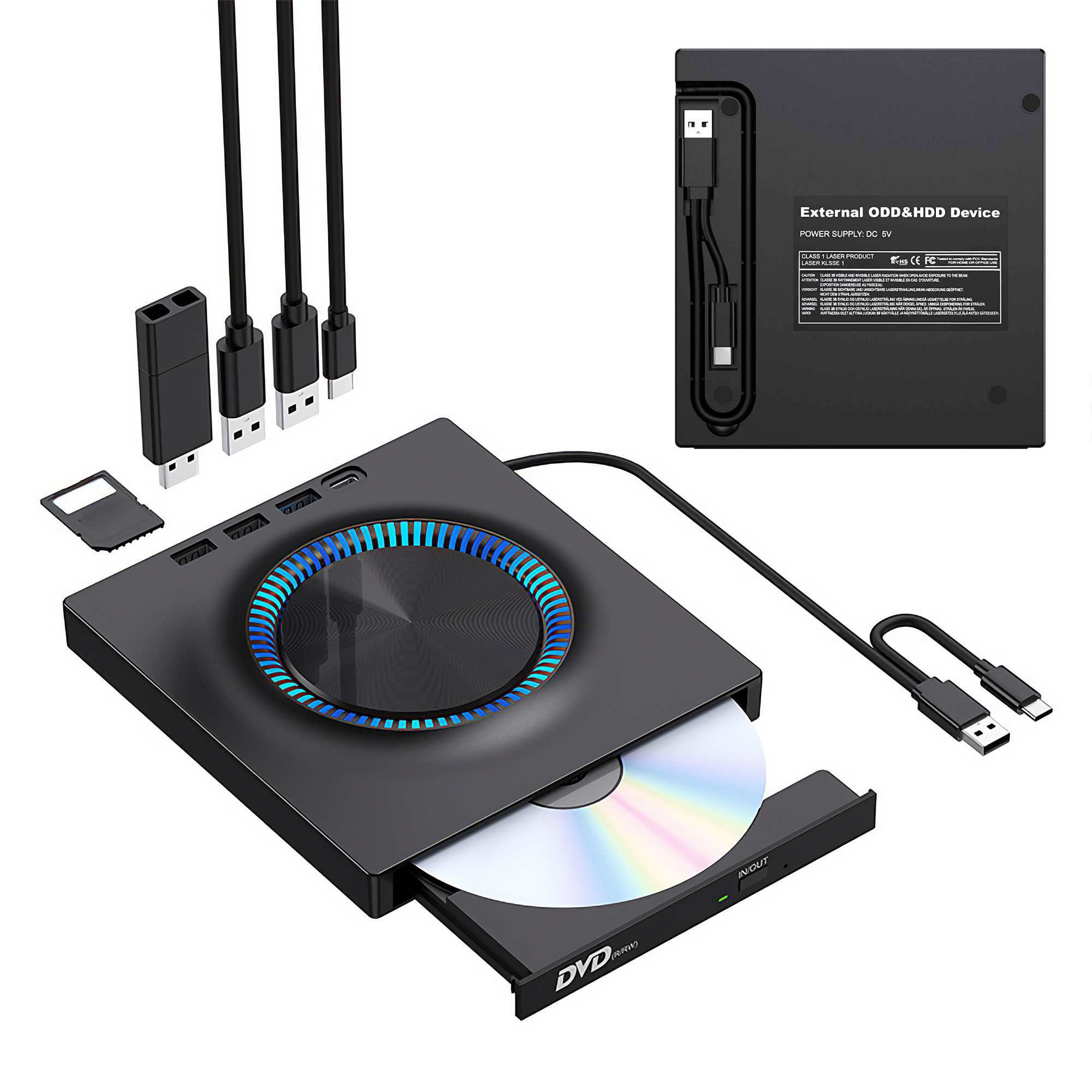 OOKURA Tragbar & ultraflach USB-C 3.0 6-in-1 6x BD-RE extern Blu-ray ...