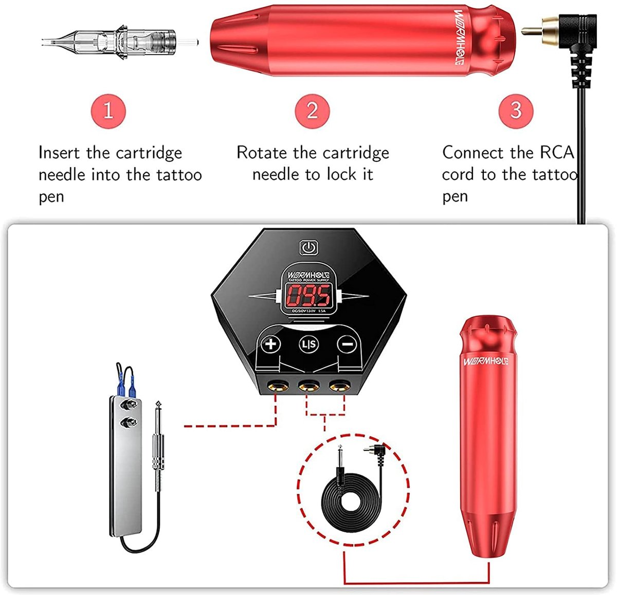 NAMAJUNAS Tattoo-Set komplett Tätowiermaschine Rot | MediaMarkt