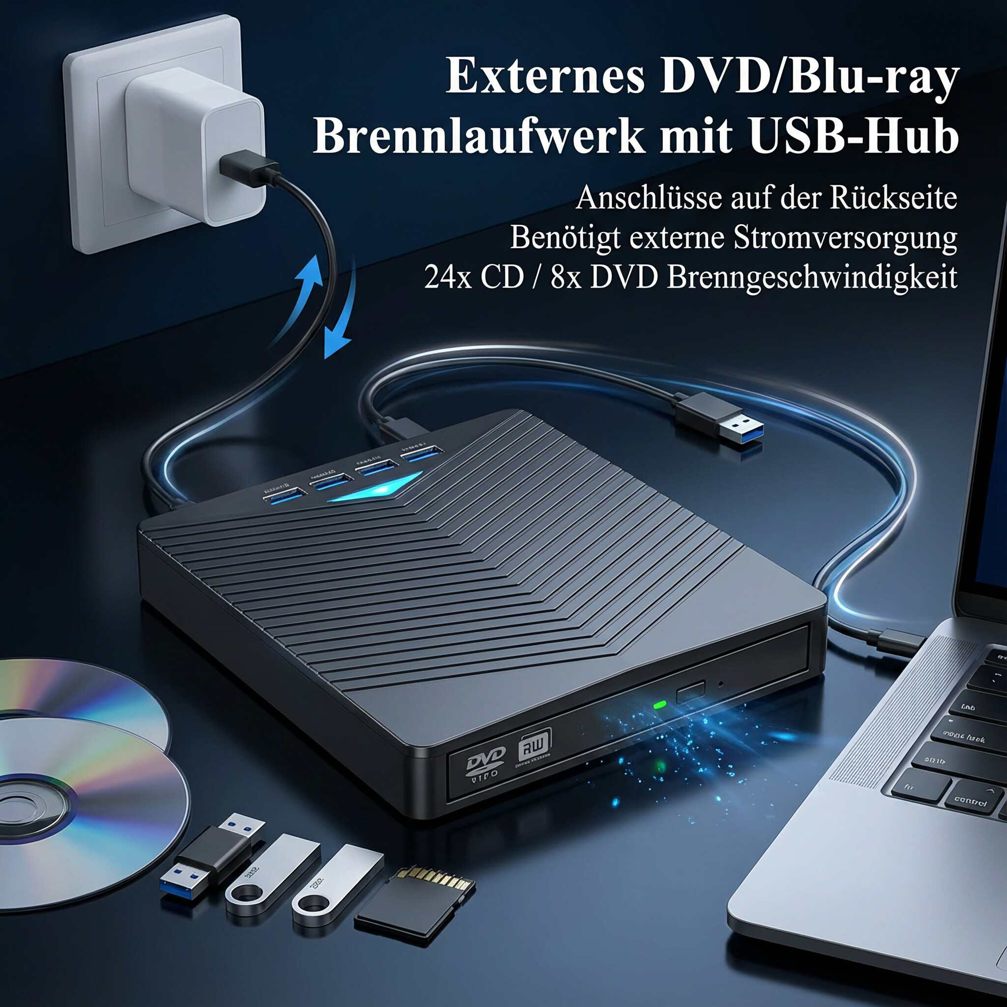 DEBUY 7-in-1 USB 3.0 Type-C SD TF extern DVD-Brenner | SATURN