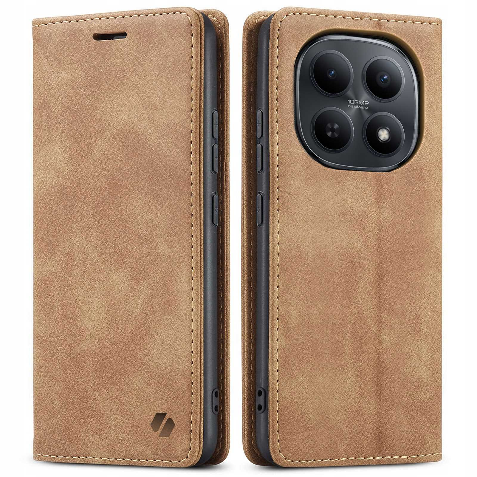 Etui z klapką SPACECASE Wallet do Redmi Note 15 Pro 5G Brązowy ...