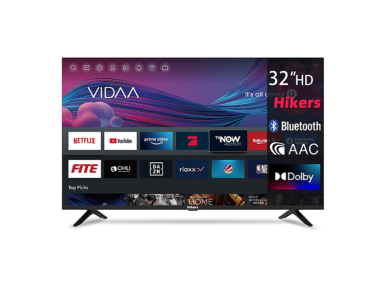 HIKERS 32FZ-B TV LED, SMART TV, 32 ", QLED 4K, Processore VIDAA OS ...