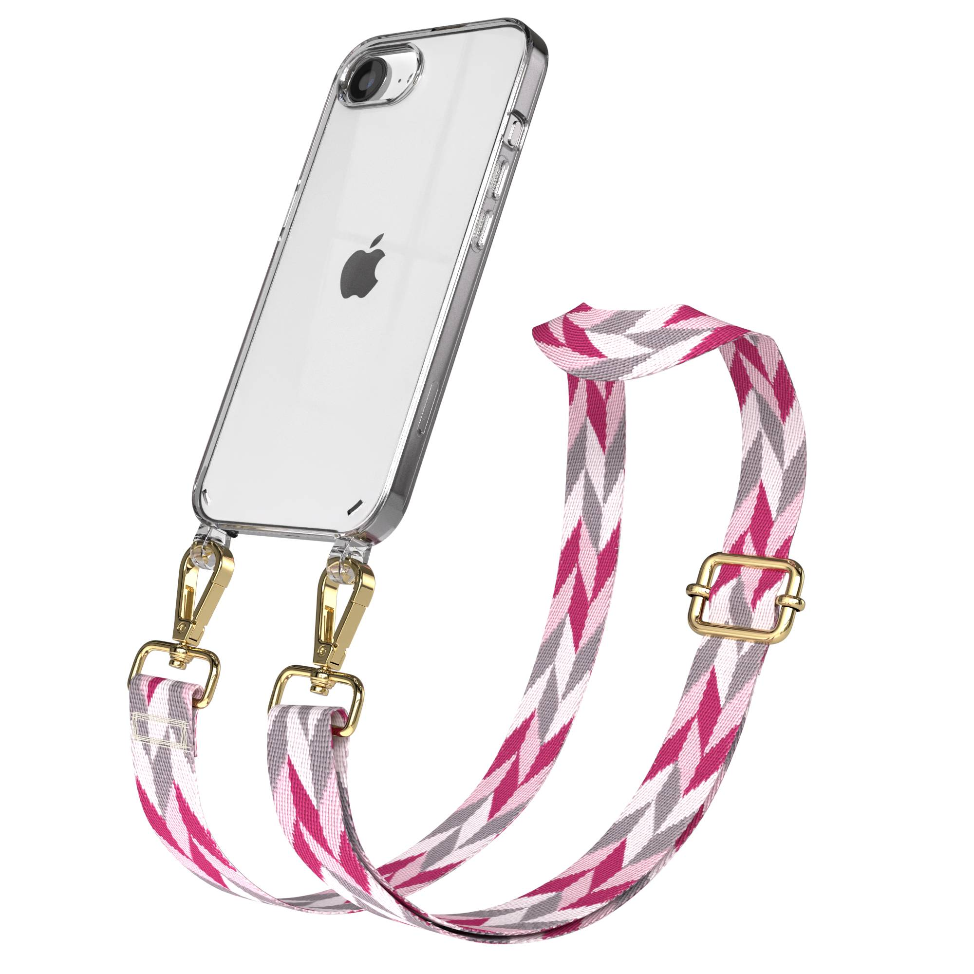 EAZY CASE Clear Case mit Band, Umhängetasche, Apple, iPhone 16e, Pink ...