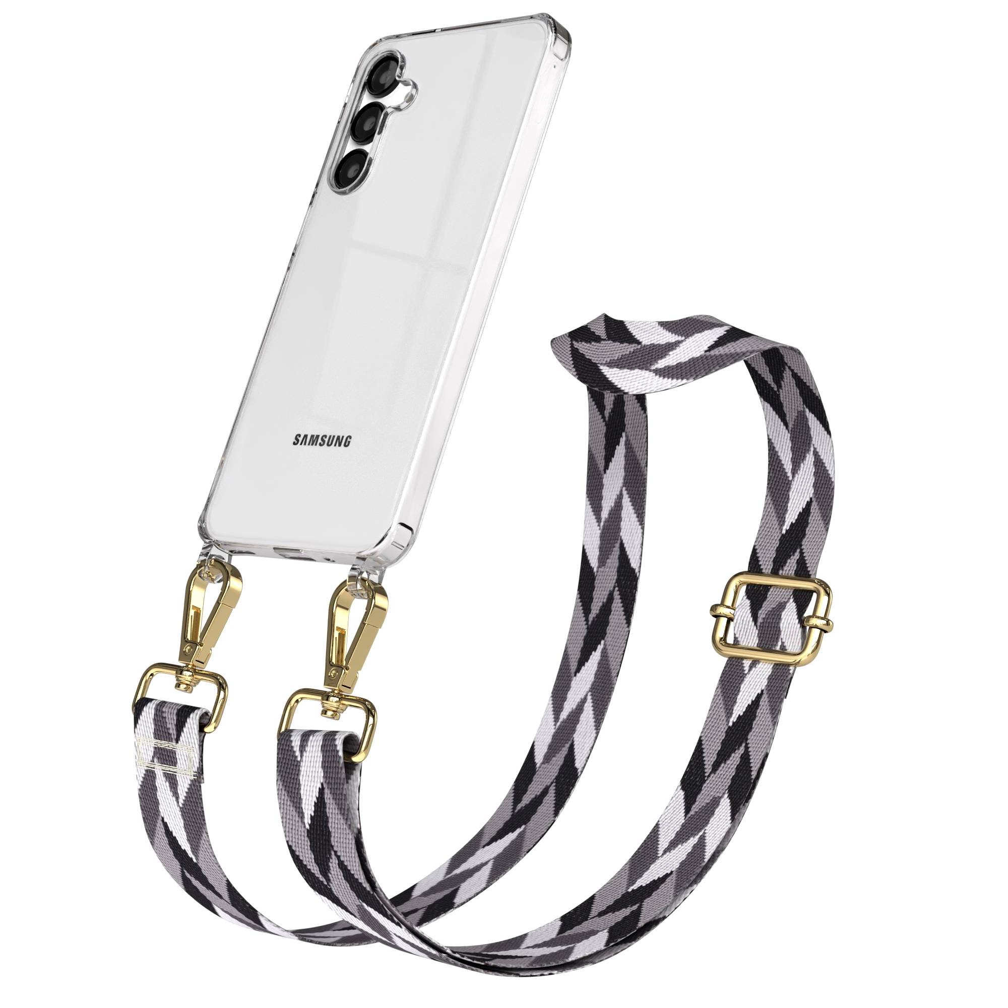 EAZY CASE Clear Case mit Band, Umhängetasche, Samsung, Galaxy A16, Grau ...