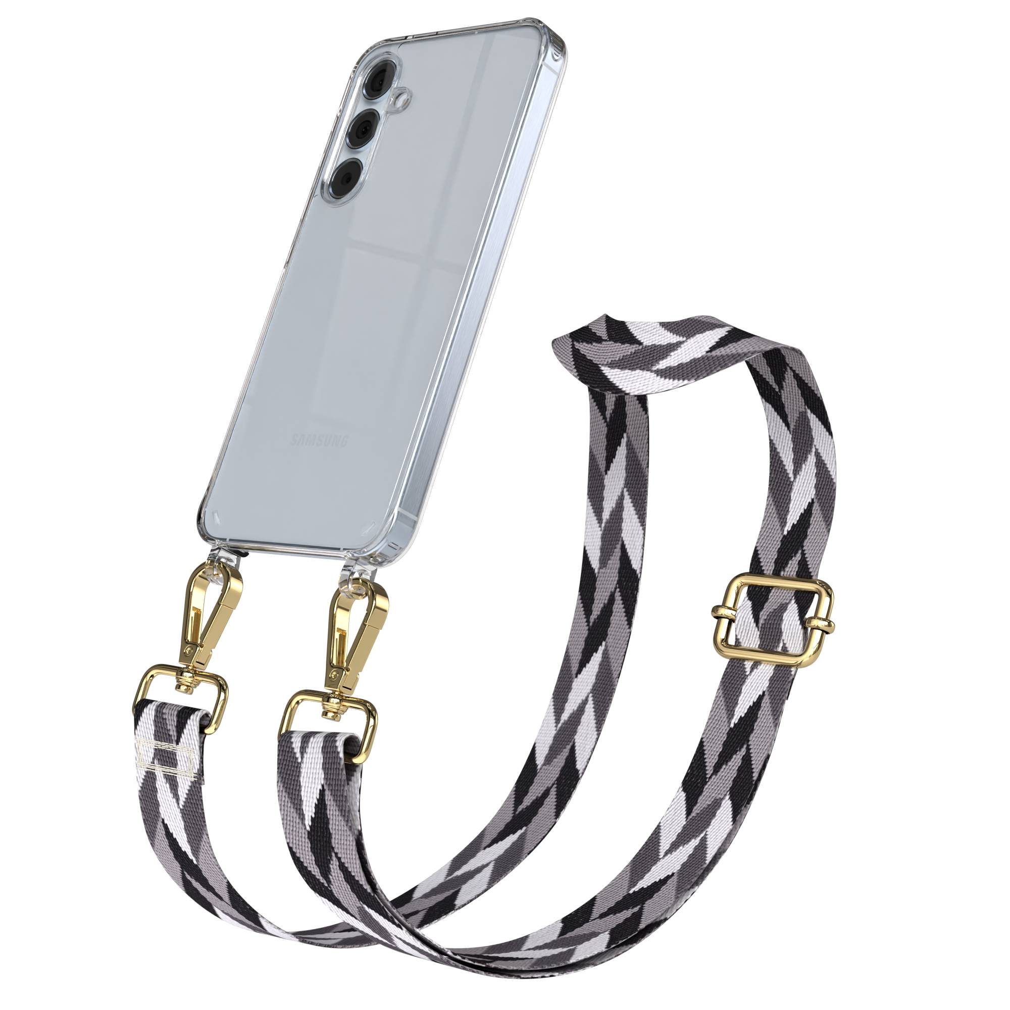 EAZY CASE Clear Case mit Band, Umhängetasche, Samsung, Galaxy A55, Grau ...