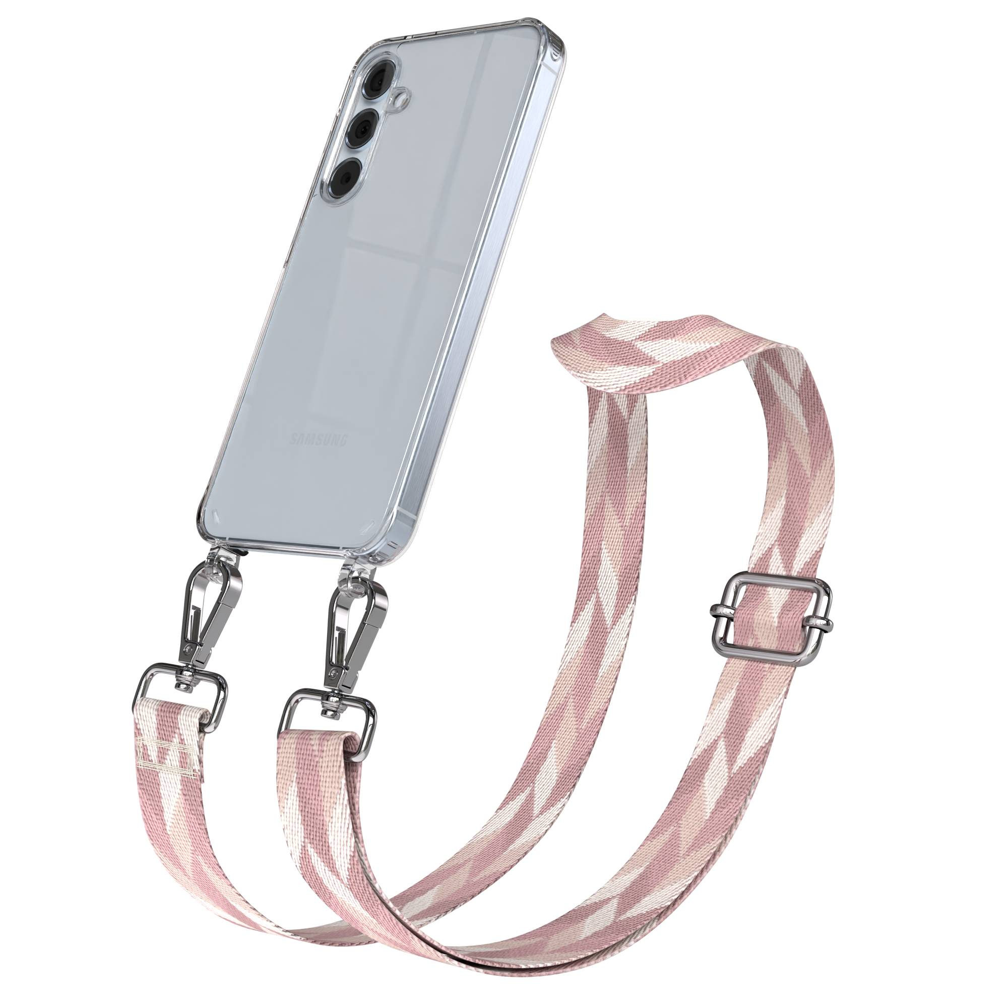 EAZY CASE Clear Case mit Band, Umhängetasche, Samsung, Galaxy A55, Rosa ...