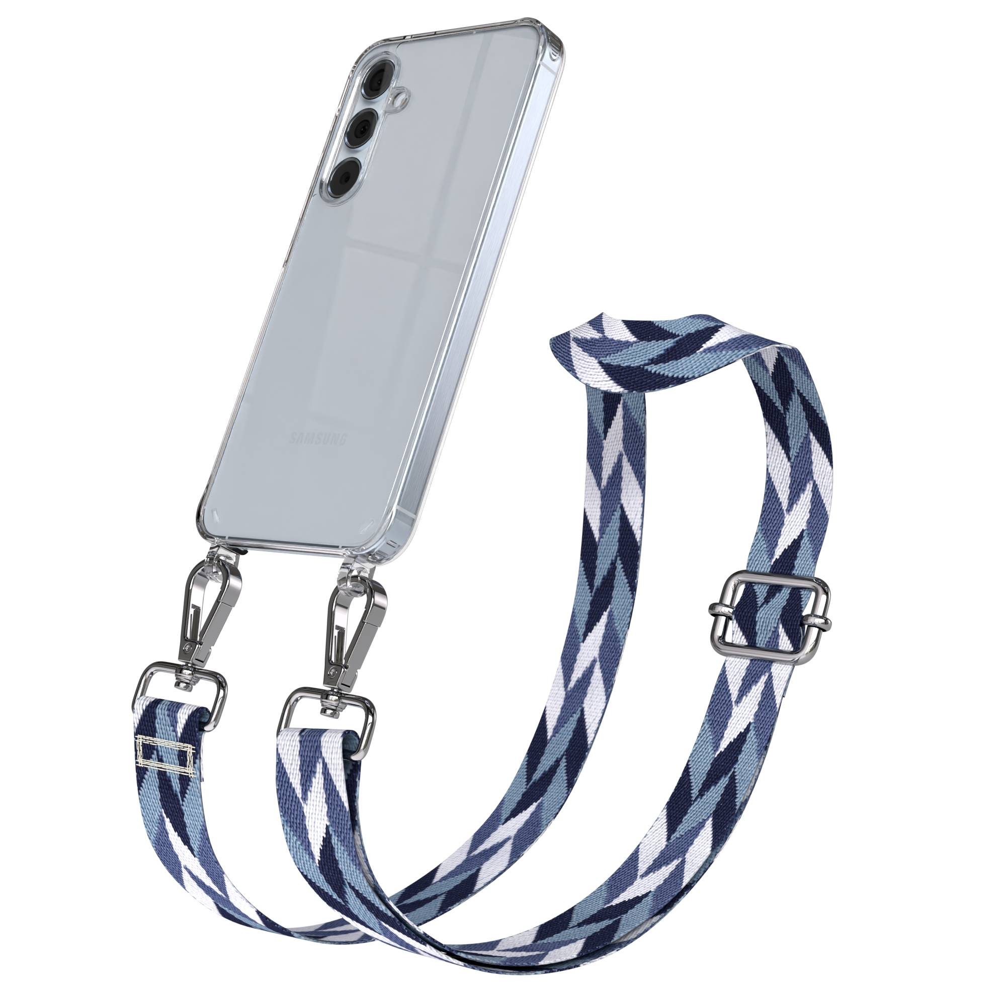 EAZY CASE Clear Case mit Band, Umhängetasche, Samsung, Galaxy A55, Blau ...