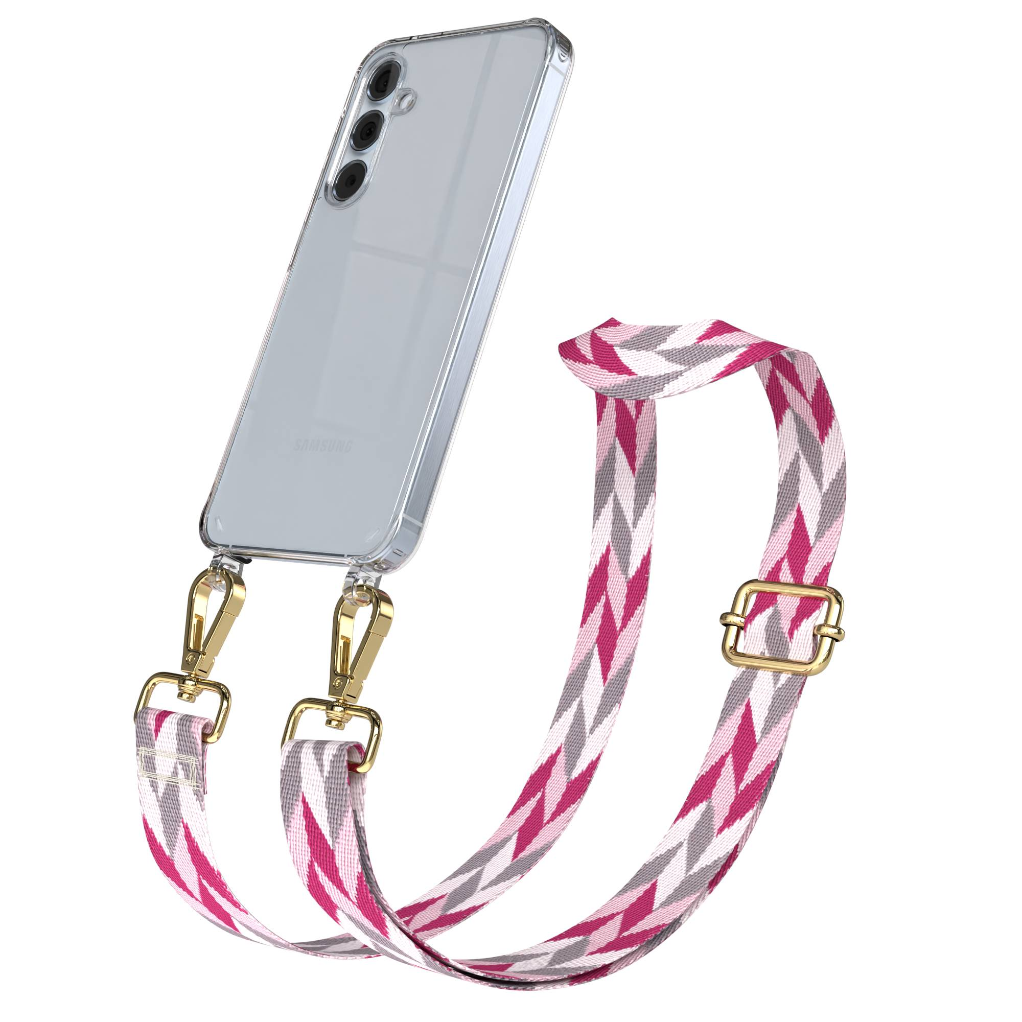 EAZY CASE Clear Case mit Band, Umhängetasche, Samsung, Galaxy A55, Pink ...