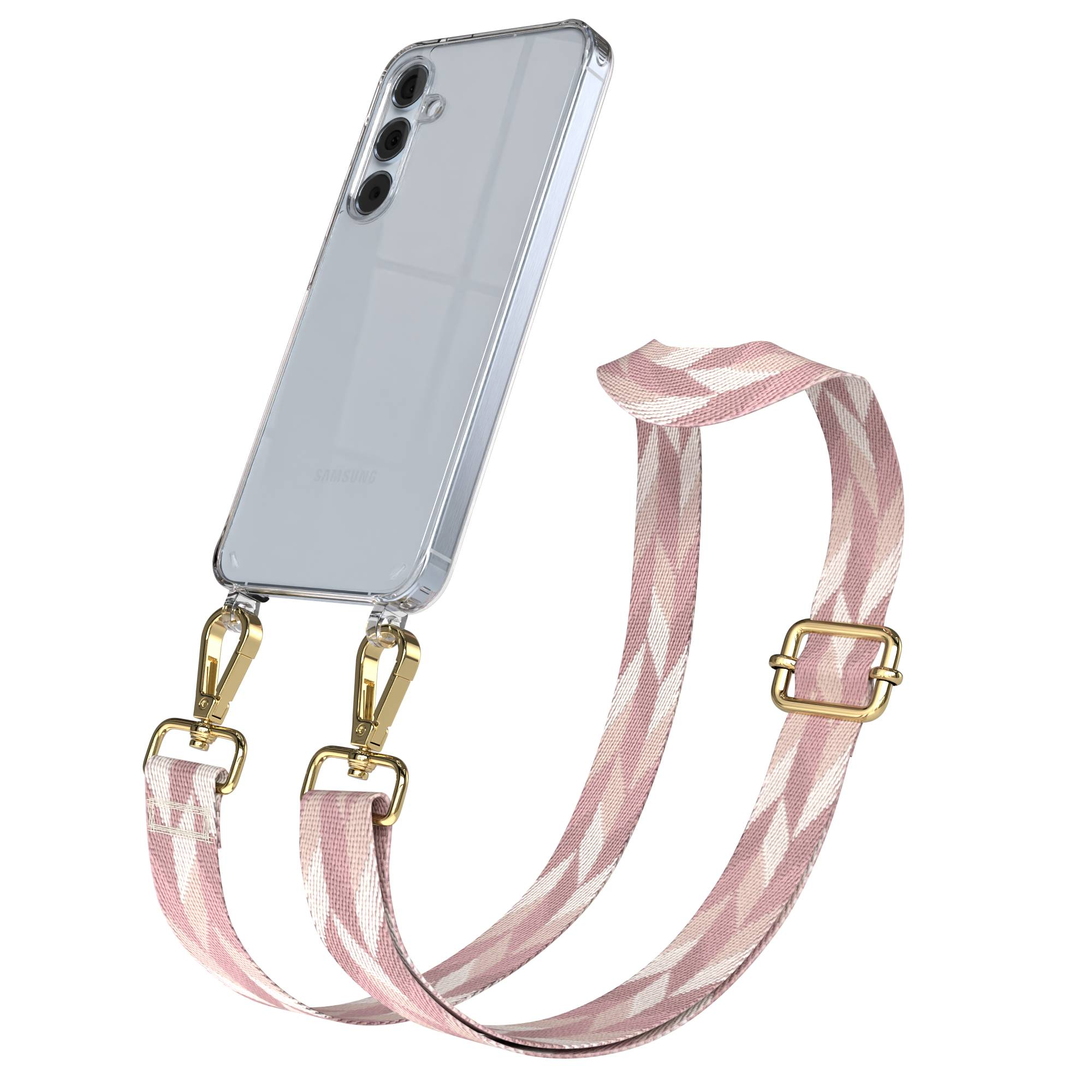 EAZY CASE Clear Case mit Band, Umhängetasche, Samsung, Galaxy A55, Rosa ...