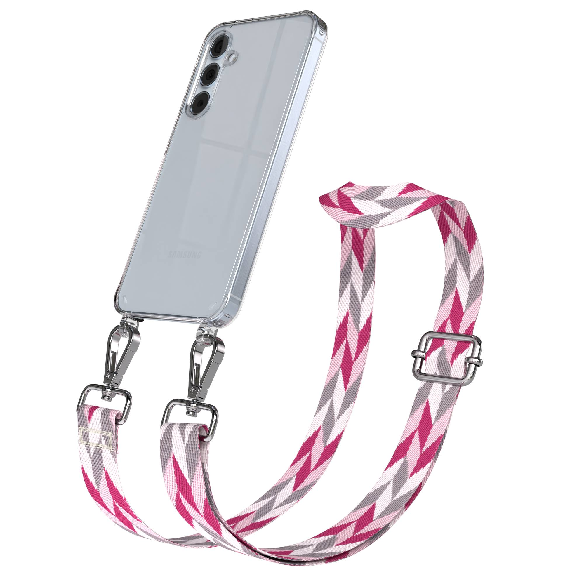 EAZY CASE Clear Case mit Band, Umhängetasche, Samsung, Galaxy A55, Pink ...