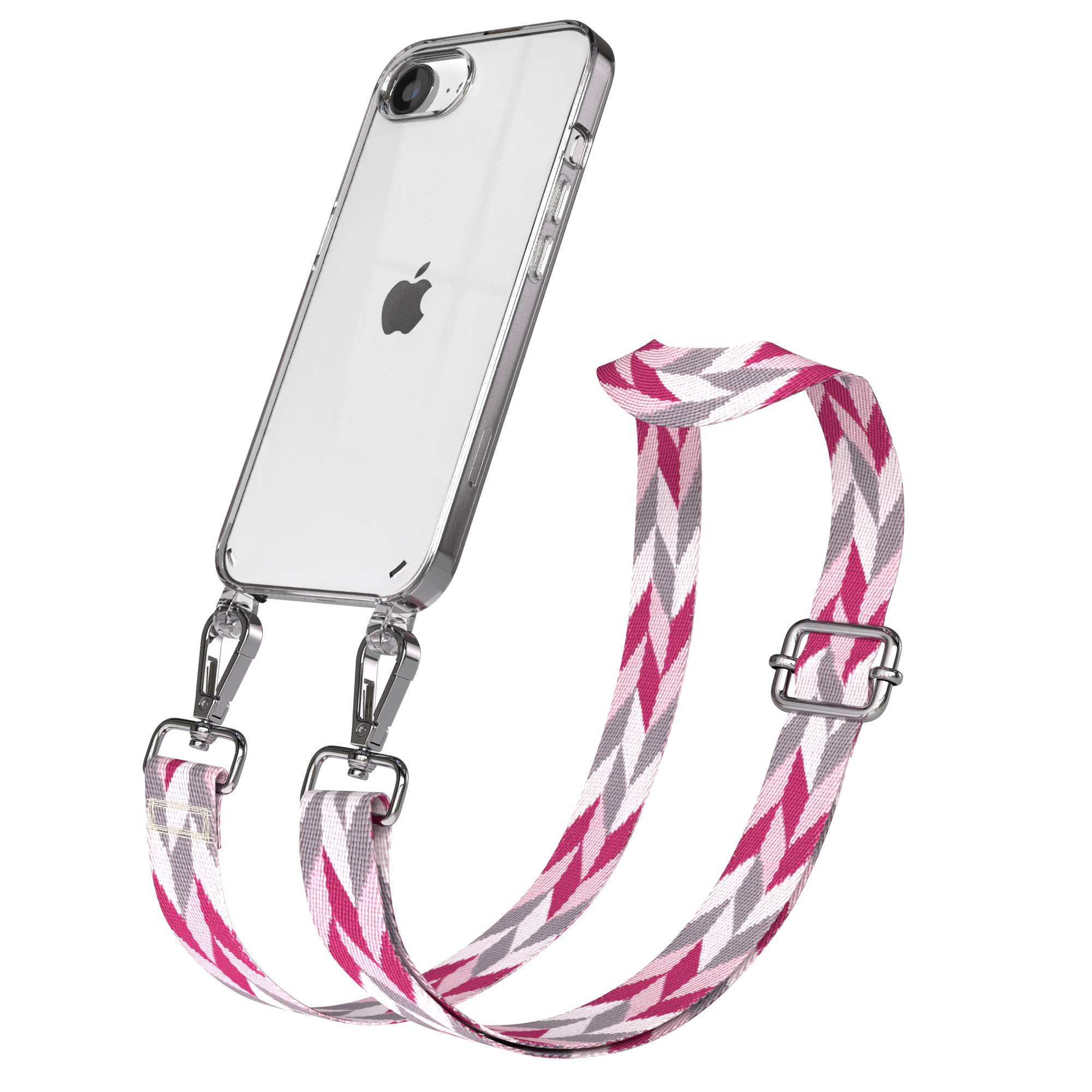 EAZY CASE Clear Case mit Band, Umhängetasche, Apple, iPhone 16e, Pink ...