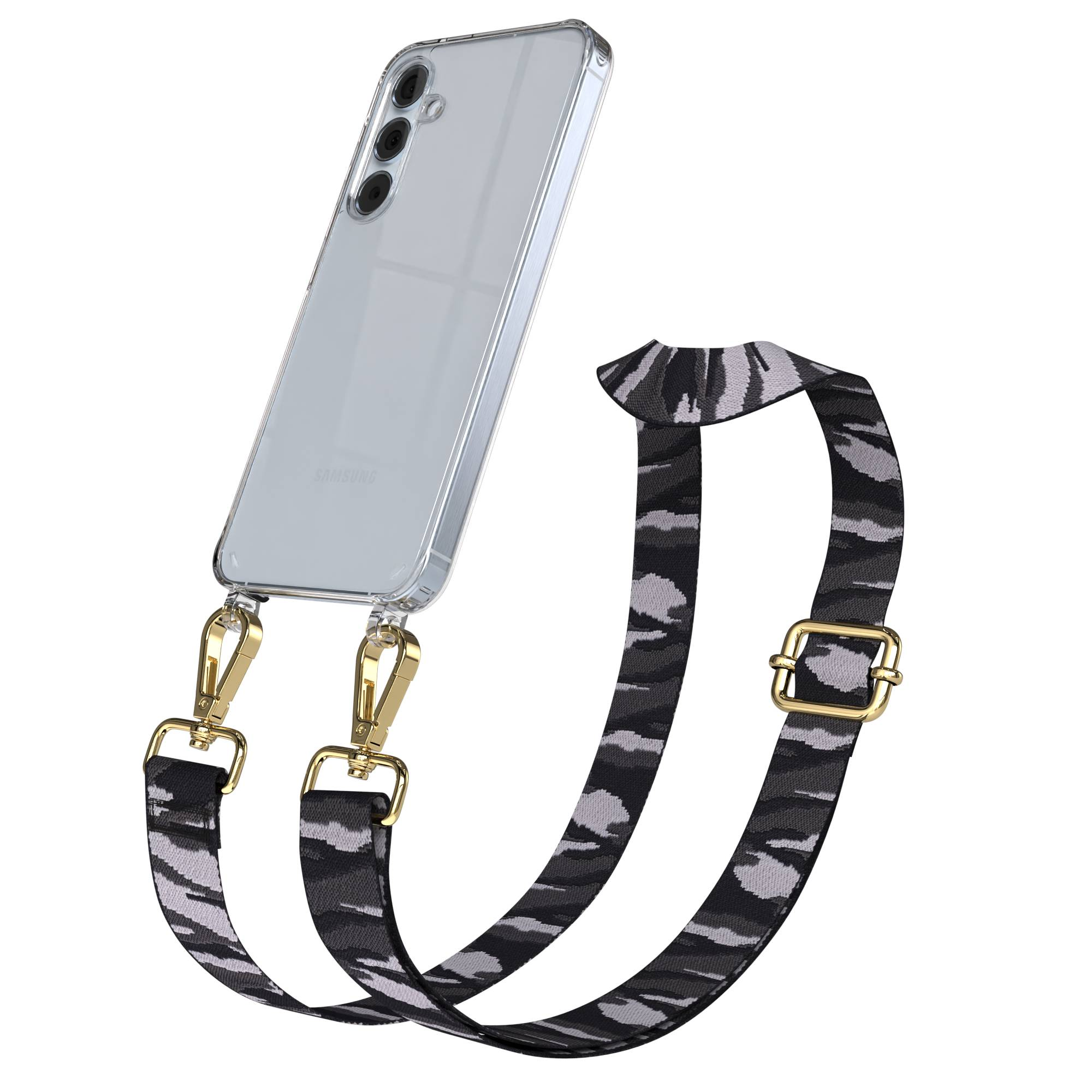 EAZY CASE Clear Case mit Band, Umhängetasche, Samsung, Galaxy A55, Grau ...