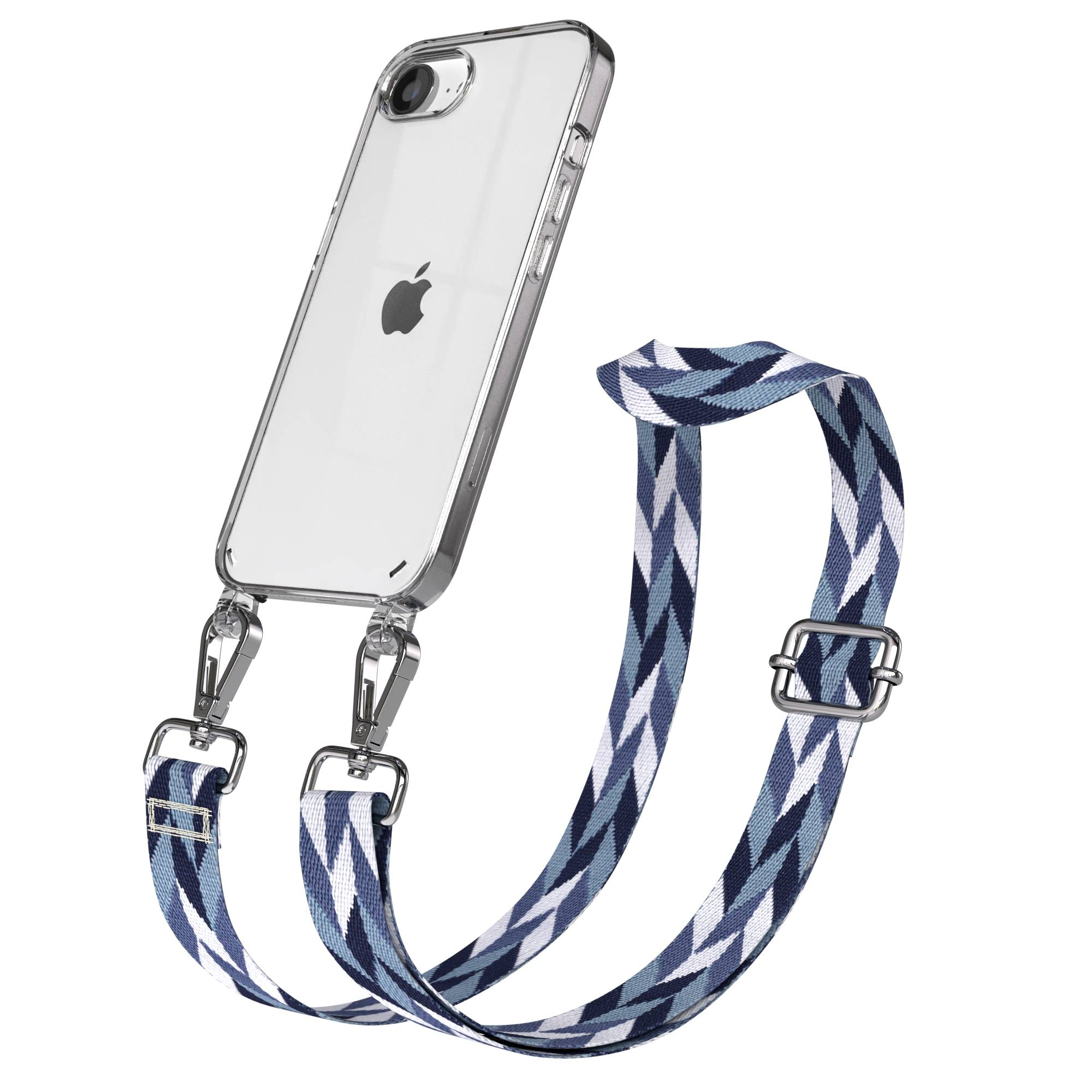 EAZY CASE Clear Case mit Band, Umhängetasche, Apple, iPhone 16e, Blau ...