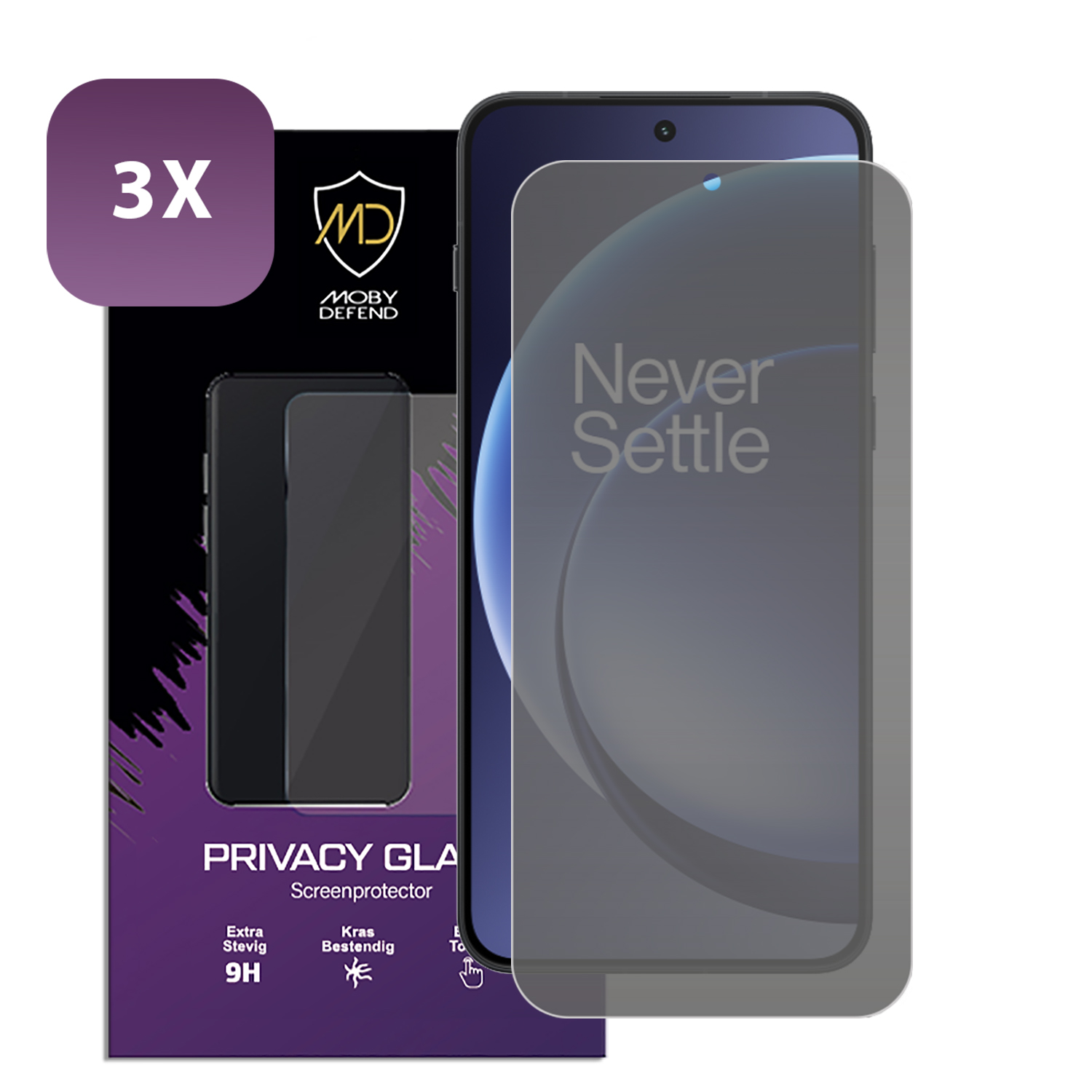 MOBYDEFEND 3-Pack HD Privacy Glass Screensavers Geschikt voor OnePlus ...