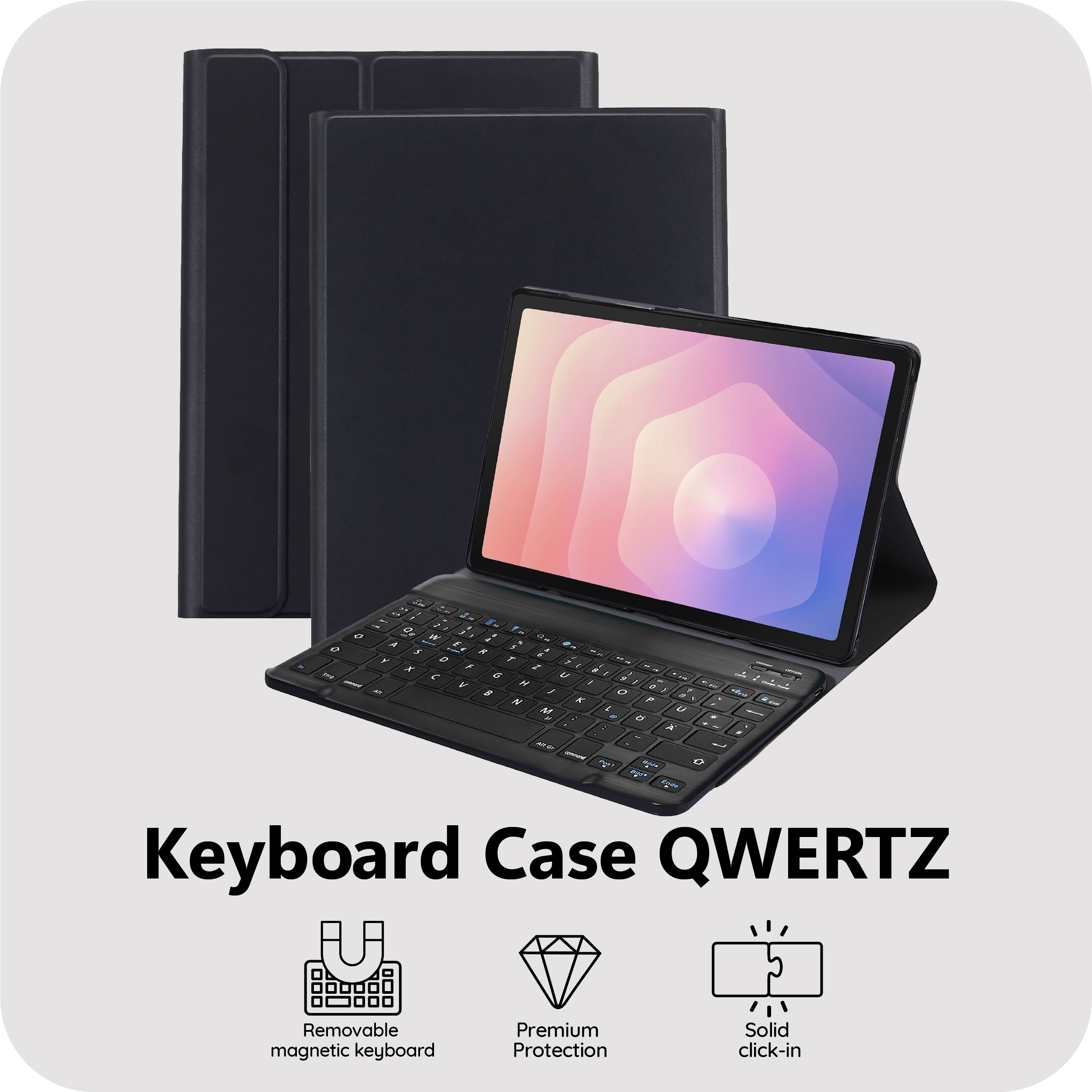 CAZY Tablet Keyboard Cover Qwertz 10 inch Tablethülle Bookcover für ...
