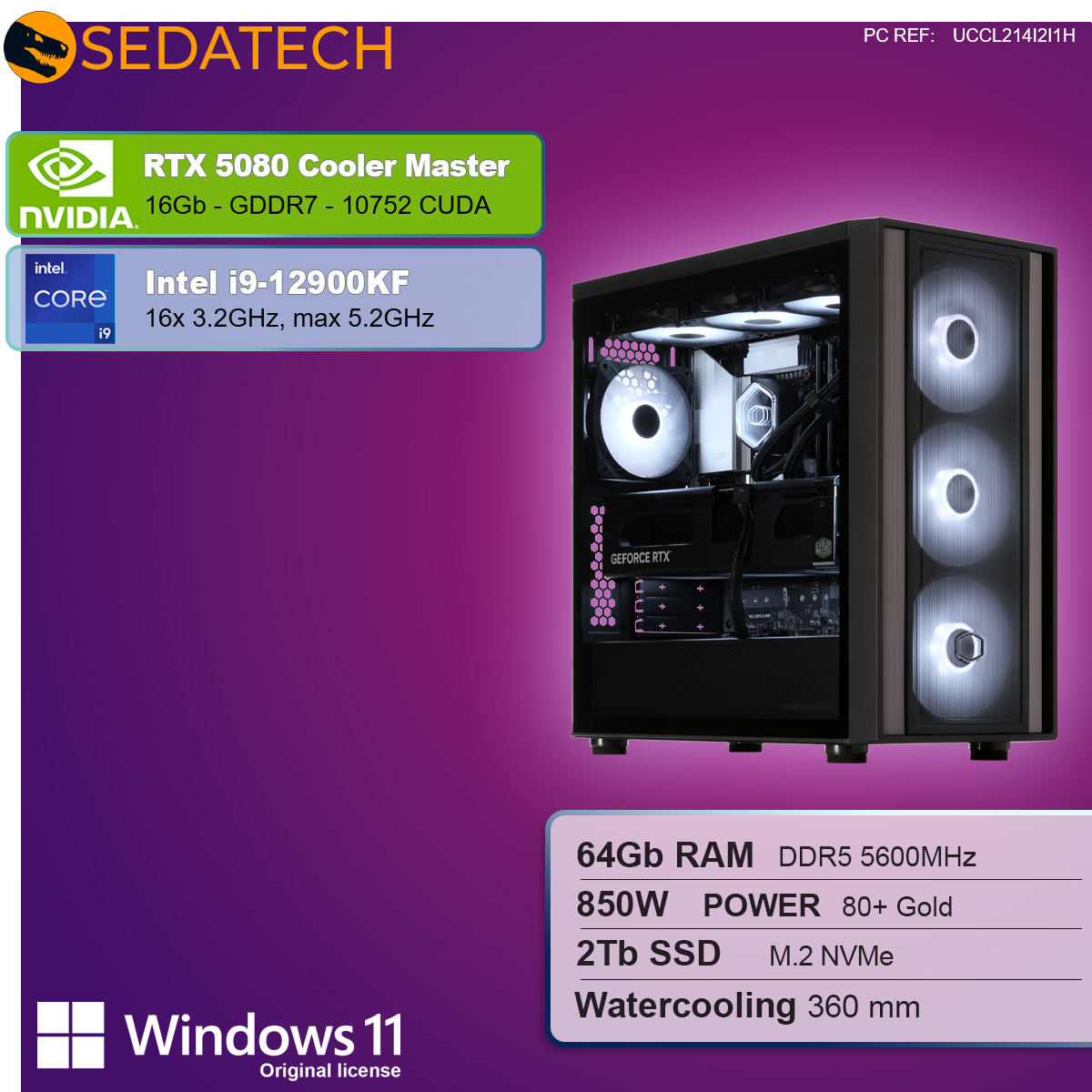 SEDATECH Intel i9-12900KF mit Wasserkühlung, Gaming PC mit Intel® Core ...