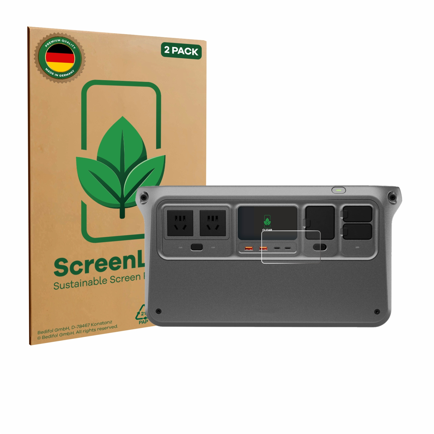 SCREENLEAF 2x nachhaltig verpackte Display Schutzfolie (für DJI Power ...