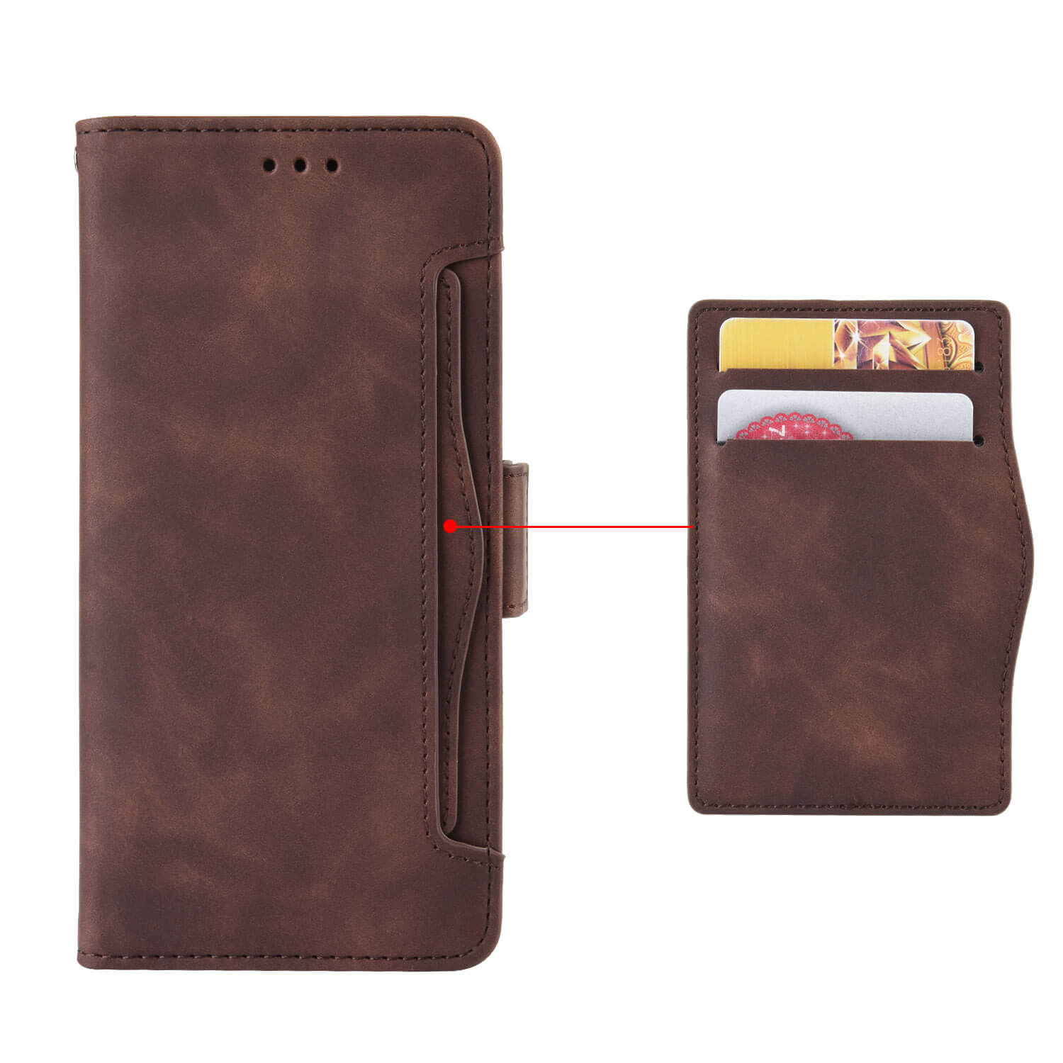 COVER-DISCOUNT Etui viele Kartenfächer, Bookcover, OPPO, Find X9, Braun ...