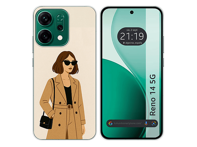Funda móvil | TUMUNDOSMARTPHONE Reno 14 5G, Compatible con Oppo Reno 14 ...
