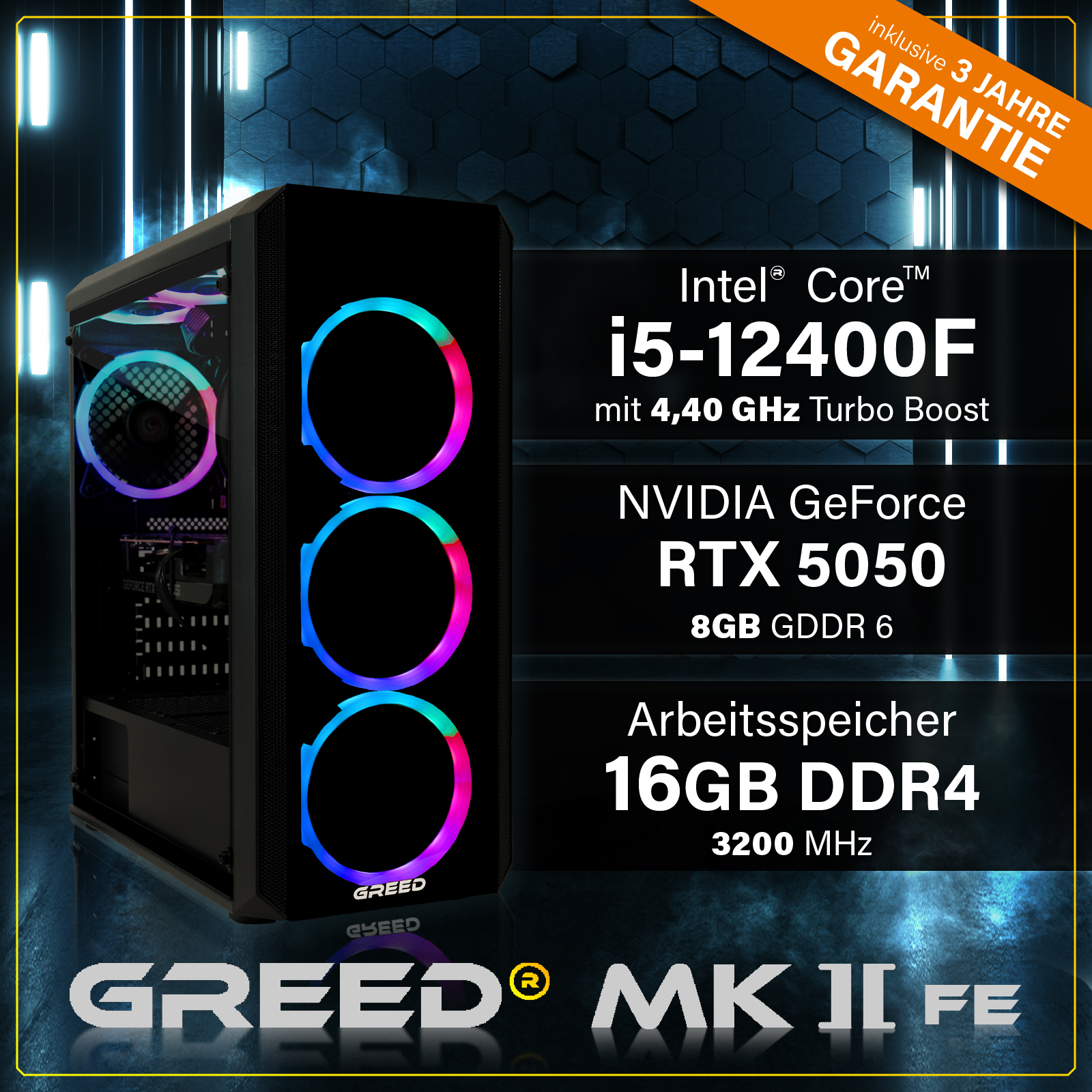 Komputery gamingowe GREED MK2 FE Intel | 4K Czarny - sprawdź cenę i ...