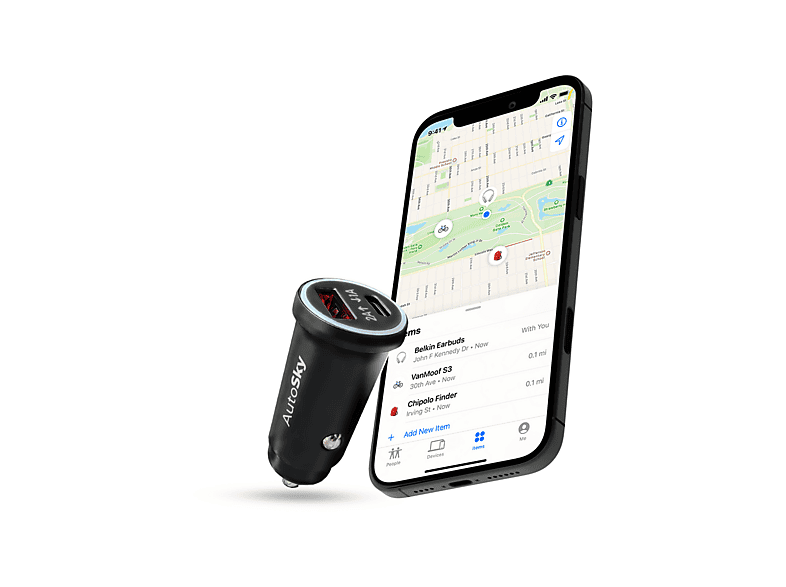 AUTOSKY GPS Tracker mit App "Wo ist?" Ladegerät Audi, BMW, Mercedes ...