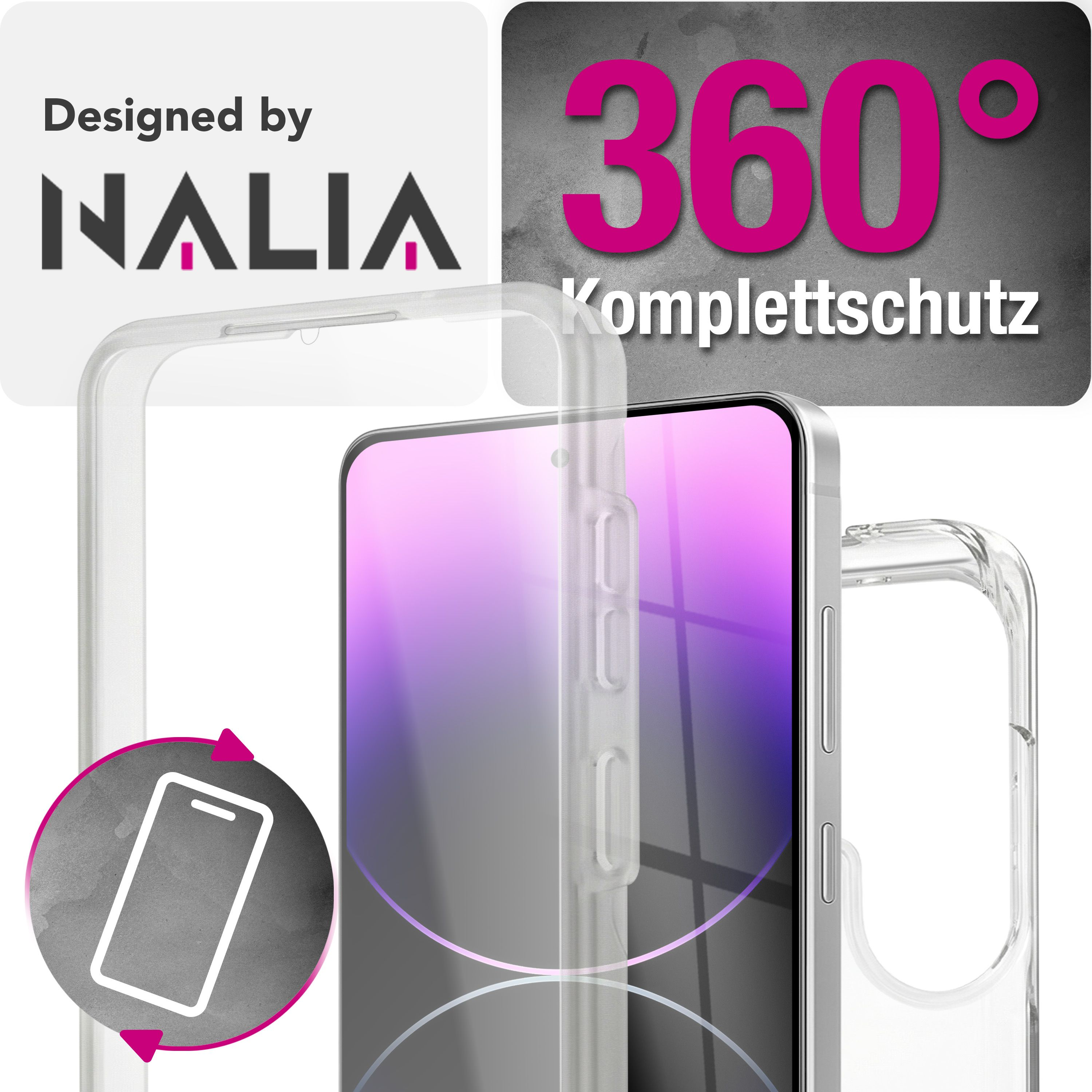 NALIA Full Body Case, Klare 360° Hülle Vorne & Hinten, Full Cover ...