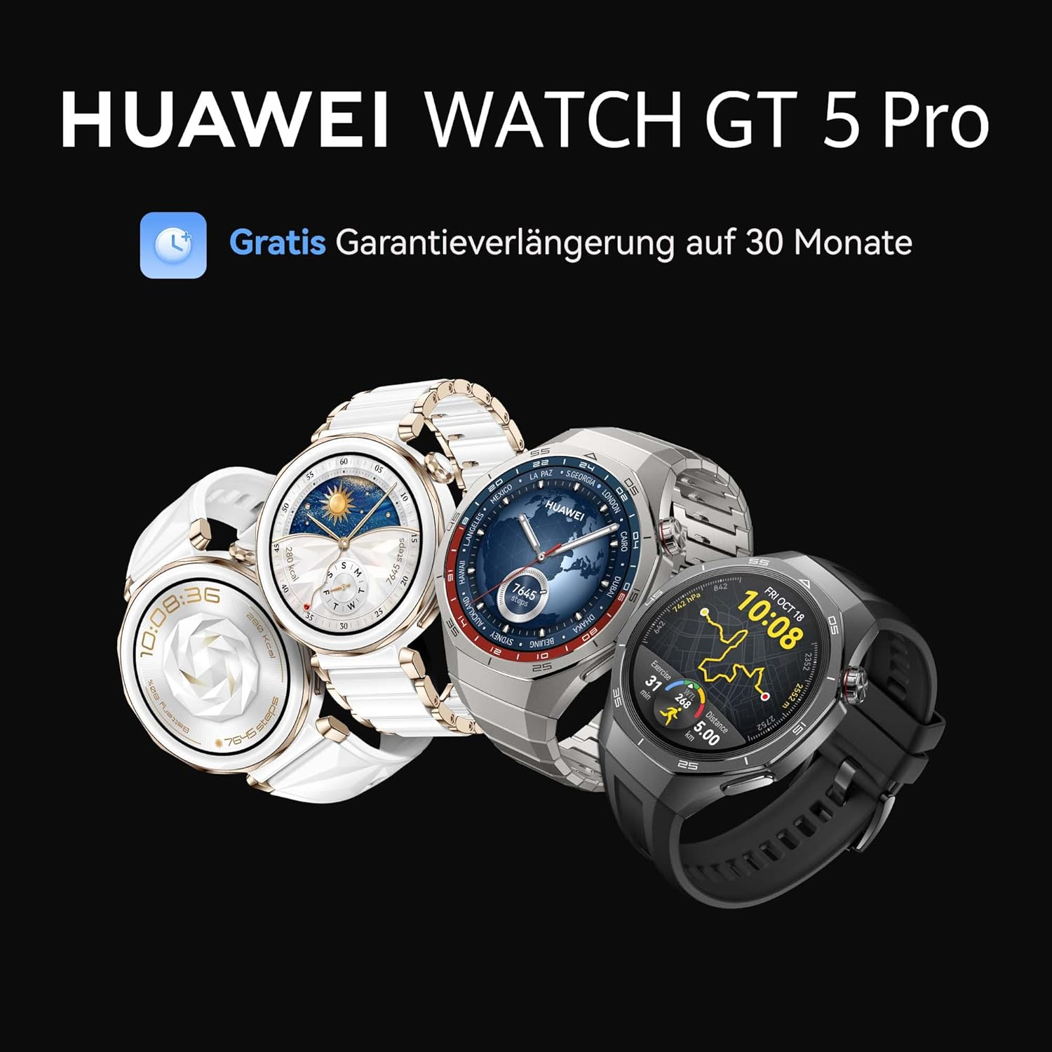 HUAWEI Watch GT 5 Pro 46 mm Smartwatch GPS EKG Uhr Titan, schwarz ...