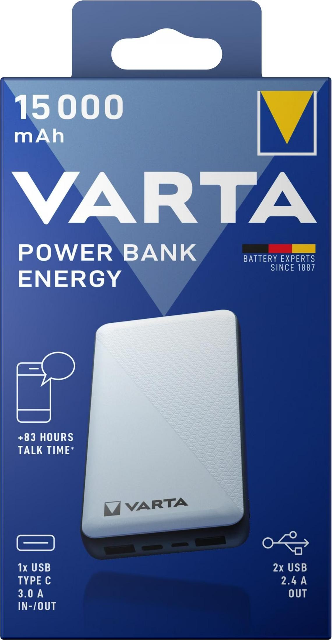 VARTA ENERGY 15000MAH WHITE Powerbank 15000 mAh Blanc | MediaMarkt