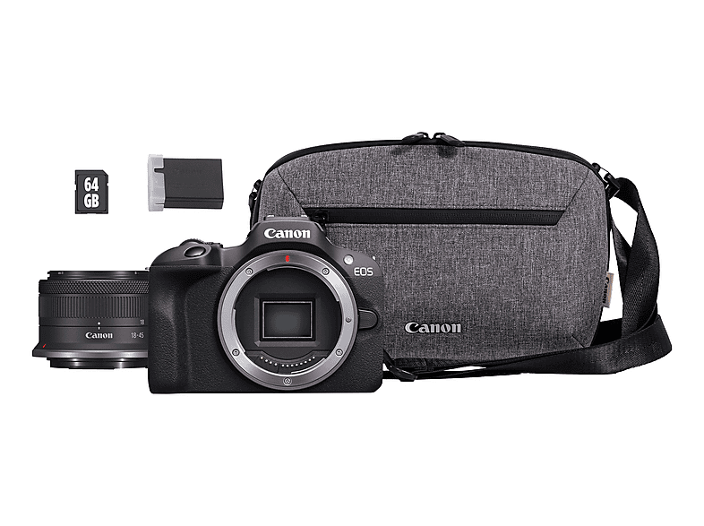 CANON EOS R100+18-45MM/F4.5-6.3 RF-S IS STM Systemkamera con obiettivo ...