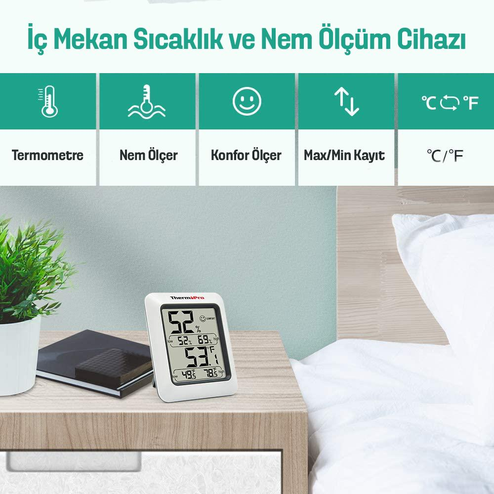 THERMOPRO TP50 Termometre İç Mekan Dijital Sıcaklık ve Nem Ölçer Fiyat ...