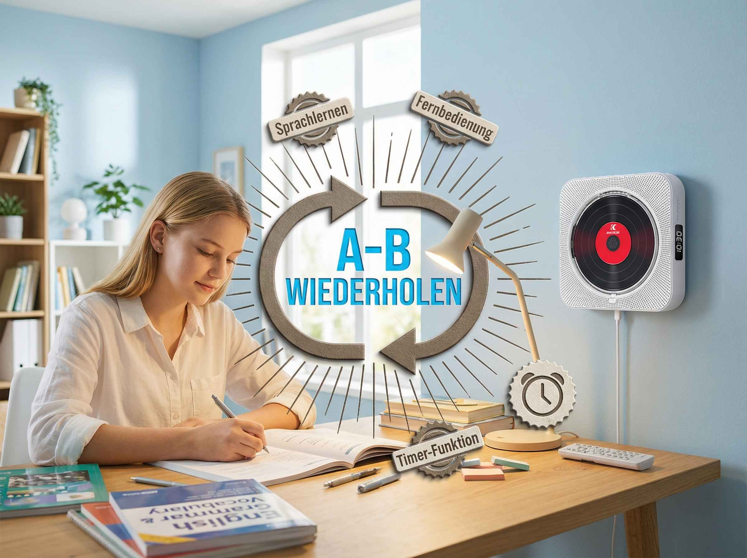 BYTELIKE Bluetooth 5.0 Wandmontage USB TF 10W Tragbarer CD-Player ...
