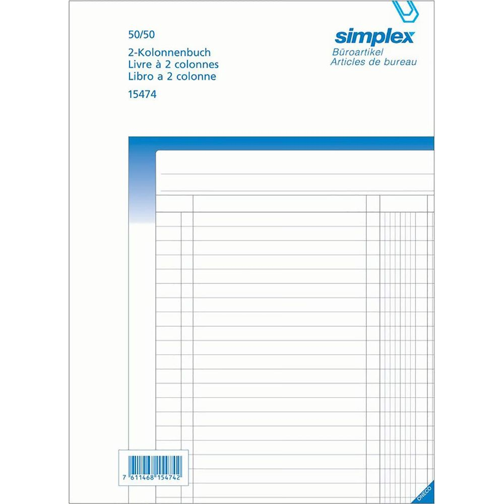SIMPLEX Kolonnenbuch Self-copy Papier, weiß A4 Kolonnenbuch, 50x2 Blatt ...