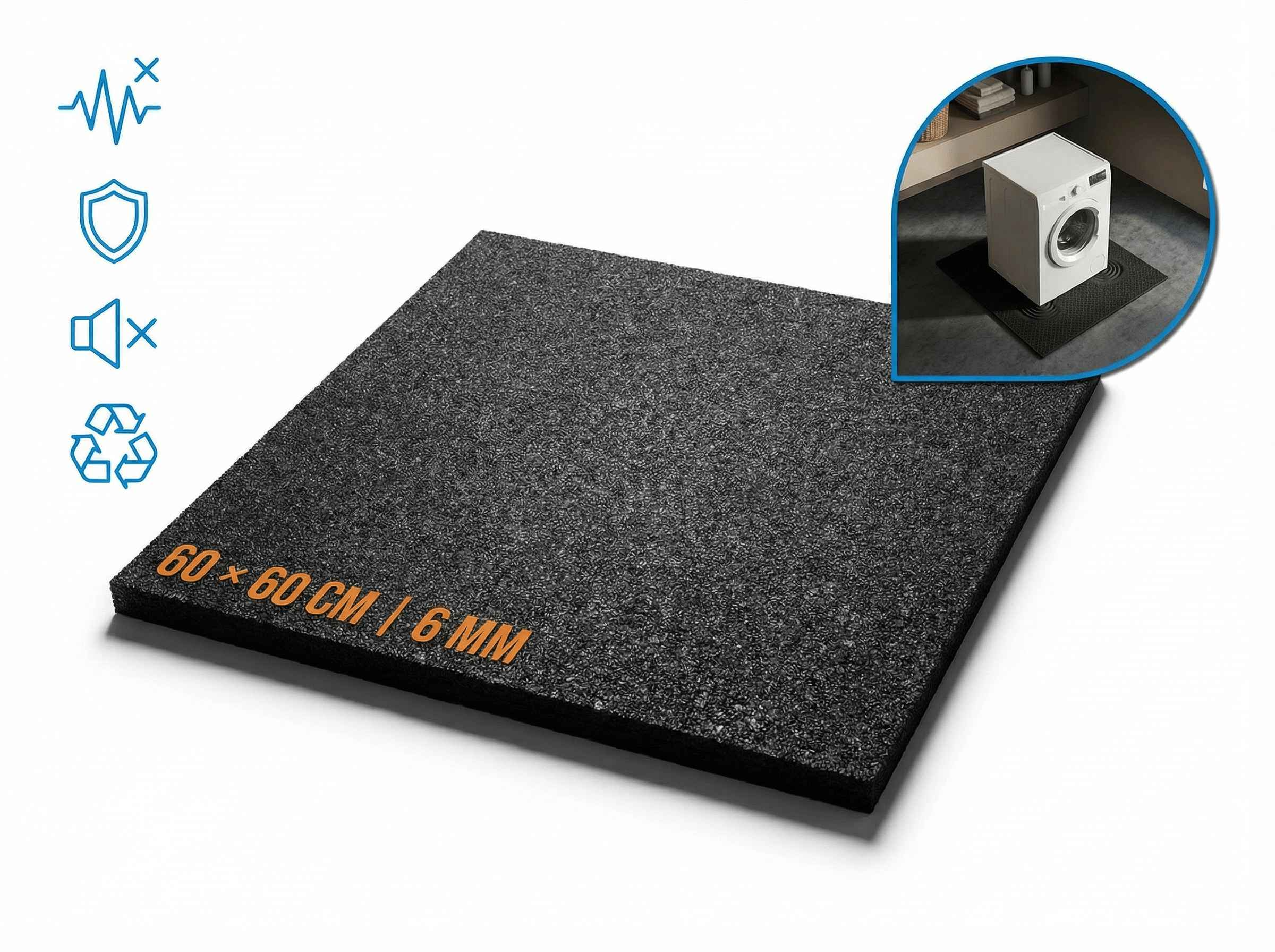 DECOME 60x60cm 6mm Antirutsch Schall Elastomer Unterlegmatte | MediaMarkt
