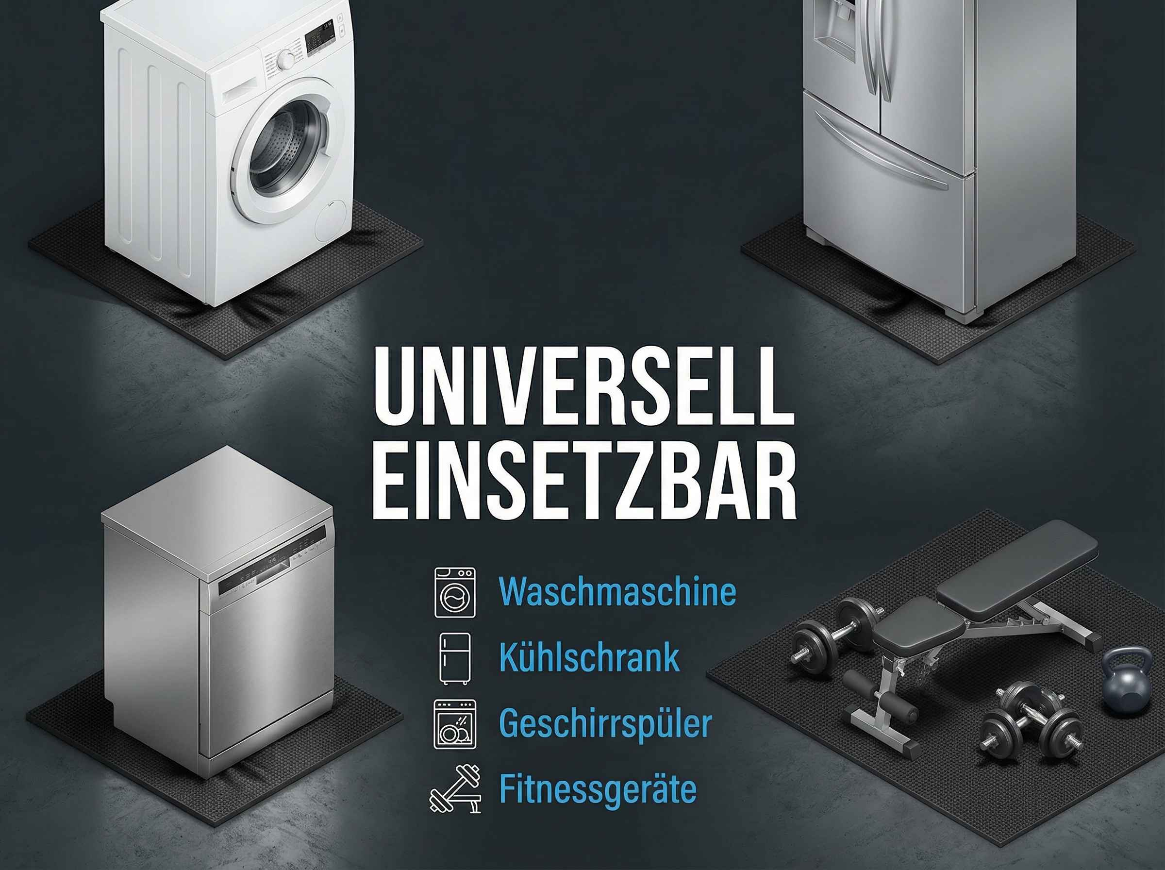 DECOME 60x60cm 6mm Antirutsch Schall Elastomer Unterlegmatte | MediaMarkt