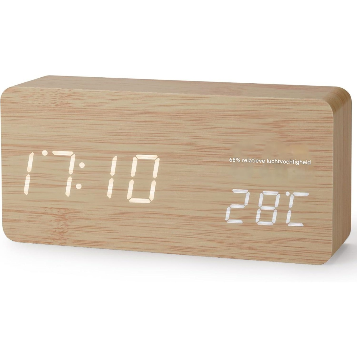 YZMRBDQC Holzoptik LED Temp USB Wecker | SATURN