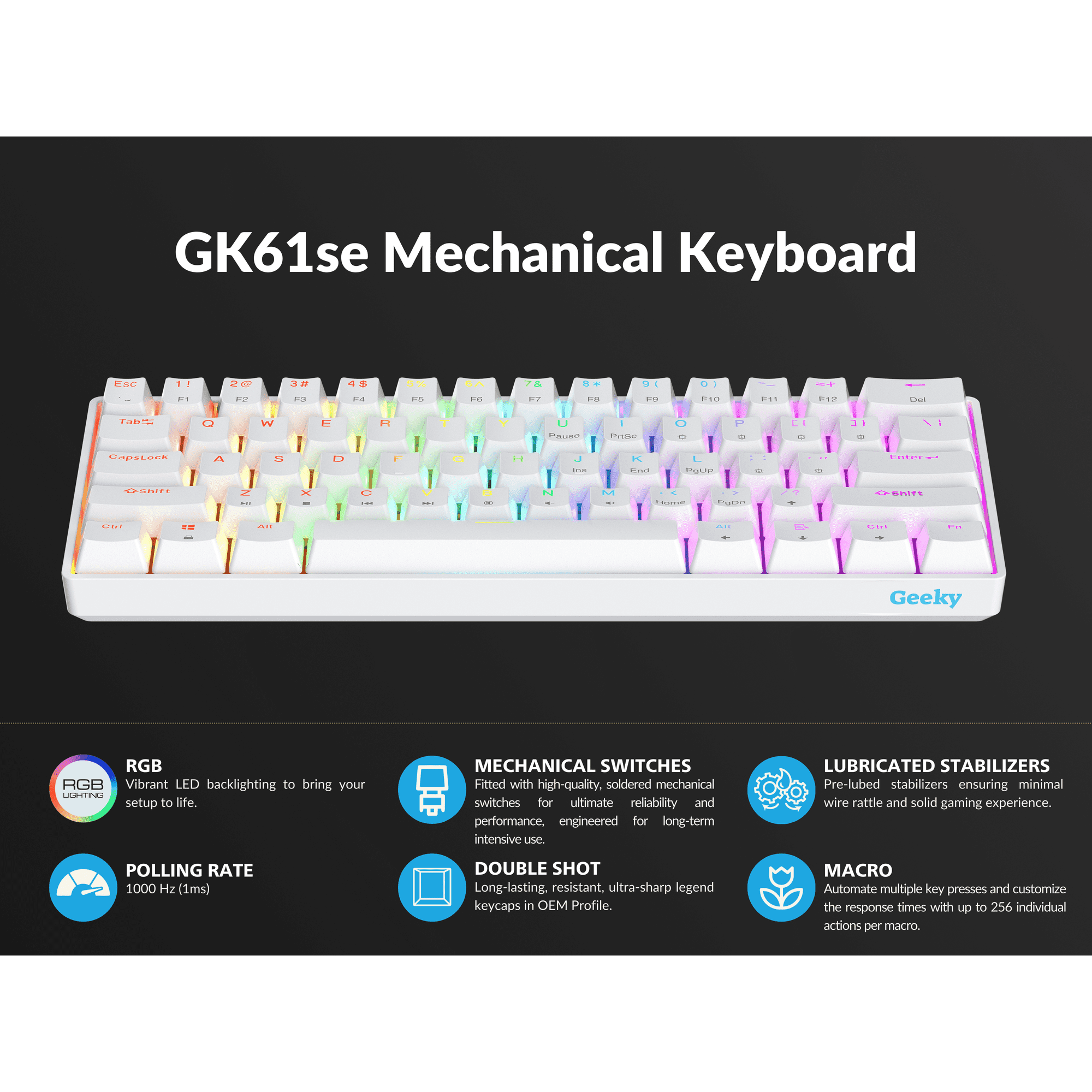 CRRYNUO Mechanischer blauer Schalter RGB-Beleuchtung Tastatur Weiß | SATURN