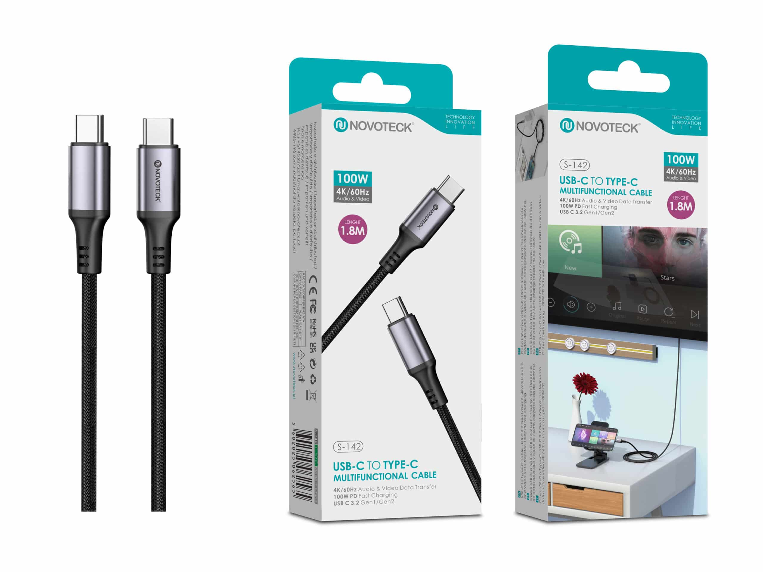 Cable USB-C | NOVOTECK S-142, USB-C, Negro | MediaMarkt