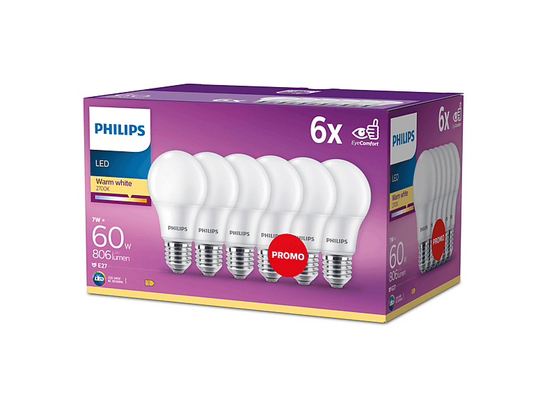 PHILIPS LED LED Leuchtmittel E27 Warmweißes Licht 7 Watt 806 | MediaMarkt