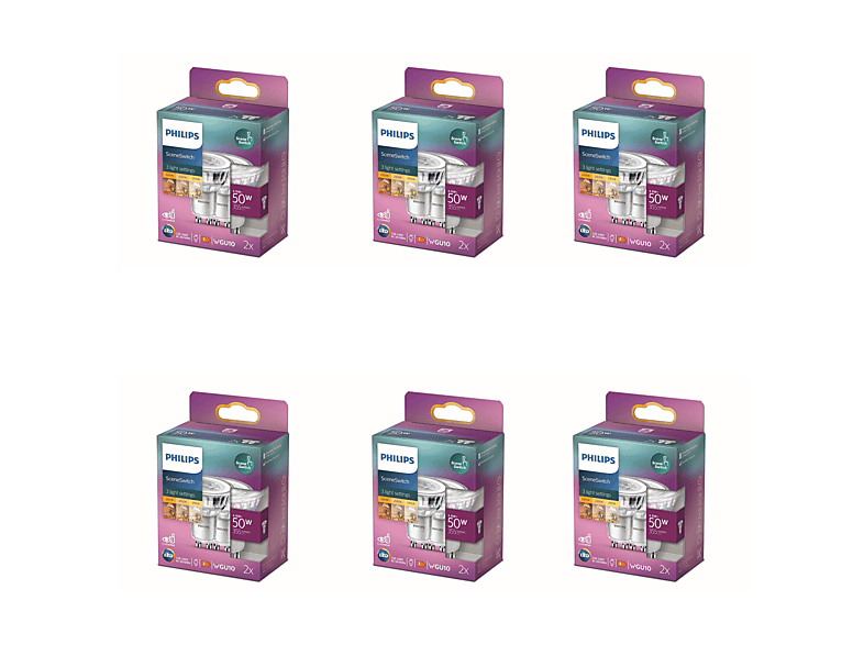 PHILIPS Vorteilspaket LED LAMPE GU10 Warmweißes Licht 4,8 Watt 250 ...