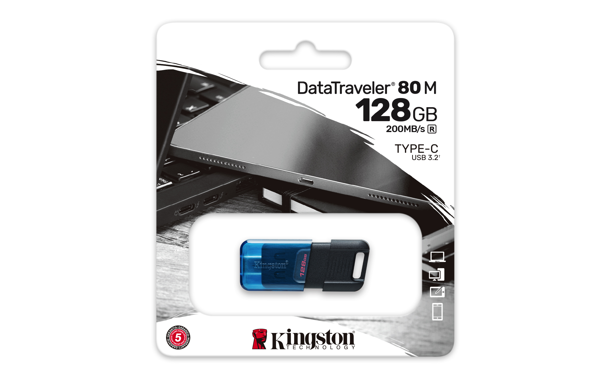 KINGSTON DATATRAVELER 80 M USB3-C 128GB BLACK USB Stick (Azul, Negro ...