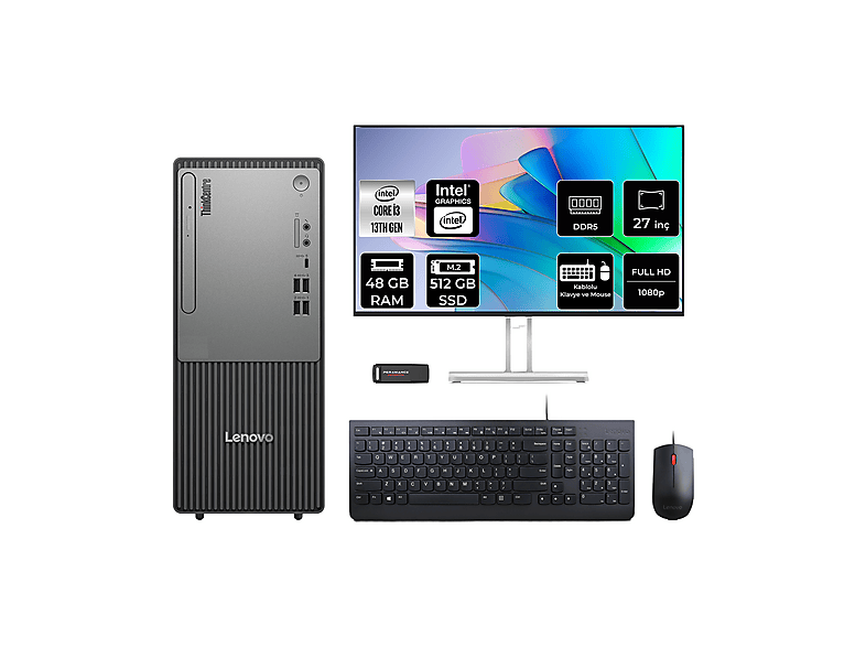 LENOVO ThinkCentre Neo 50T 27" 12UB0009TRP909 PER4 Bellek Intel® Core ...
