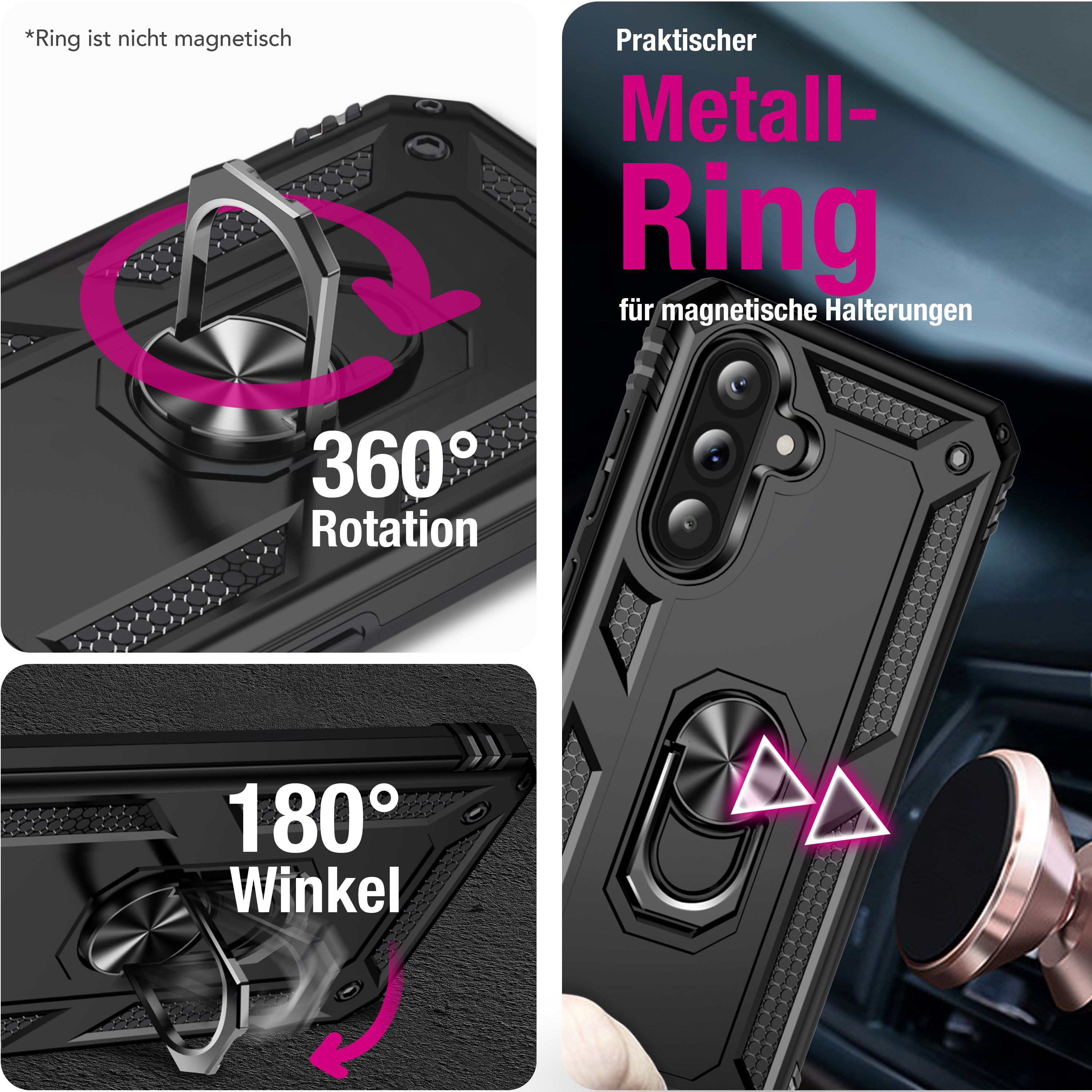 NALIA Military Case mit Ring, Stoßfeste Outdoor Hülle, Backcover ...
