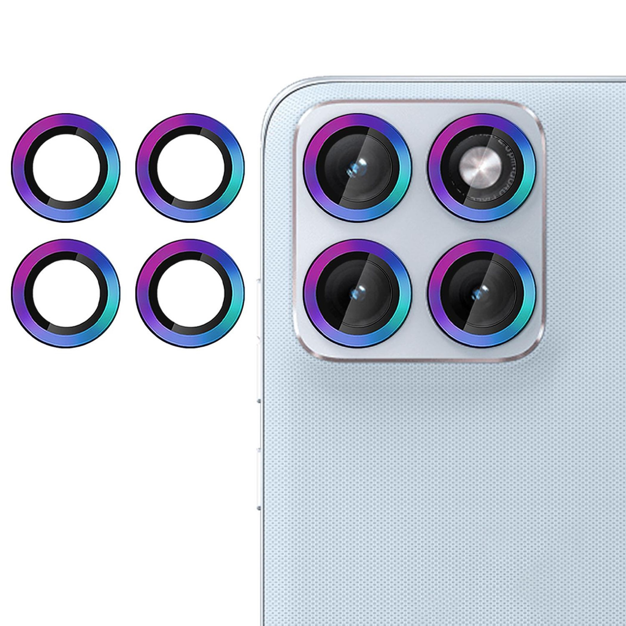 WIGENTO Aluminium Ring Back Kamera + H9 Hart Glas Schutzglas(für ...