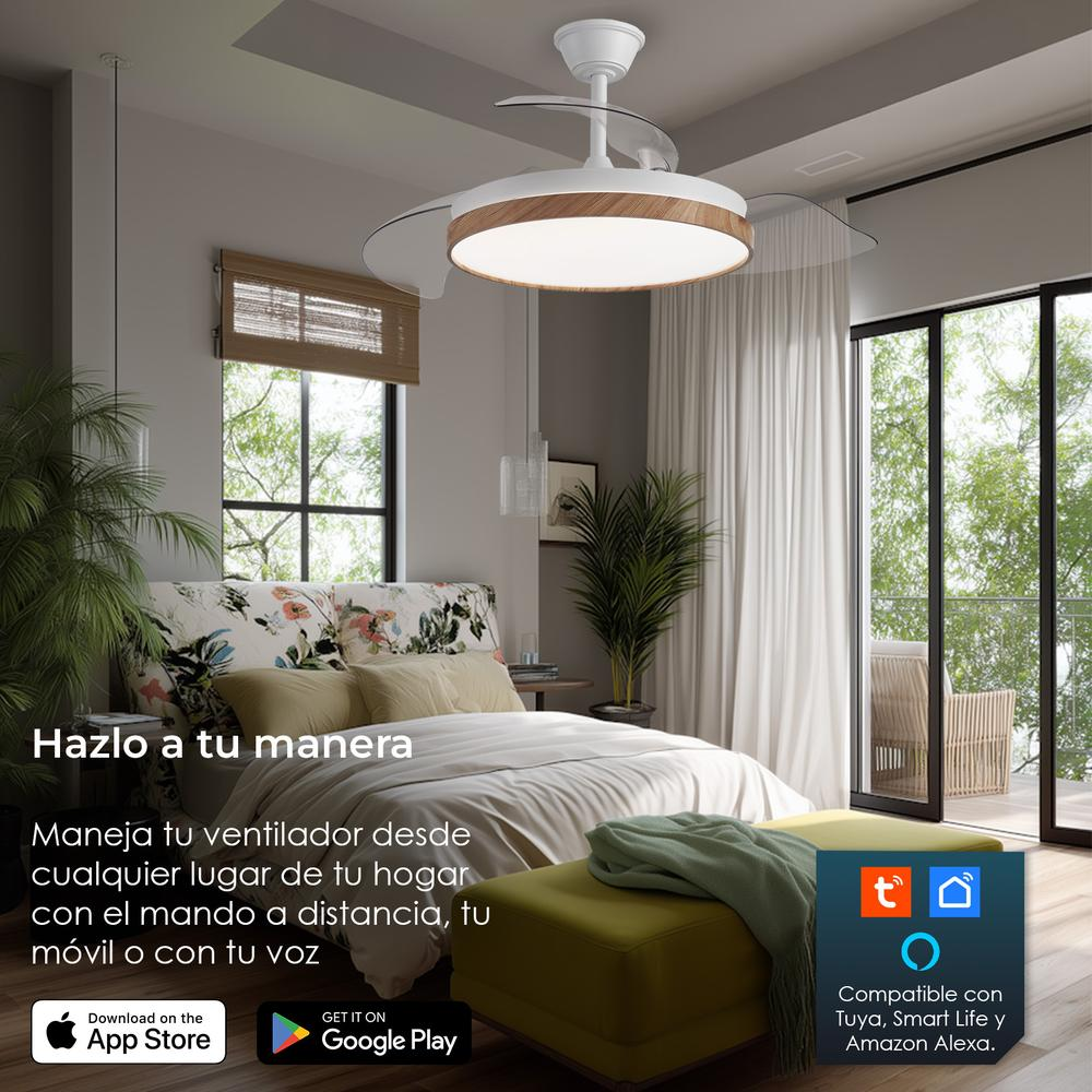 Ventilador de techo con luz LED | YOEVU EOS NATUREW, 72 W, 6 ...