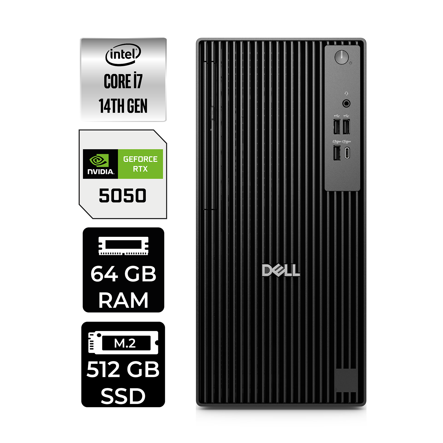 DELL Pro Tower QCT1250 RTX5050 8GB QCT1250P553 PER4 Bellek Intel Core ...