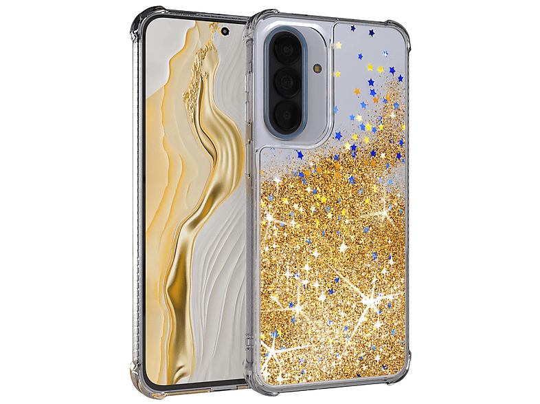 EAZY CASE Liquid Glittery Case, Backcover, Samsung, Galaxy A57, Gold ...