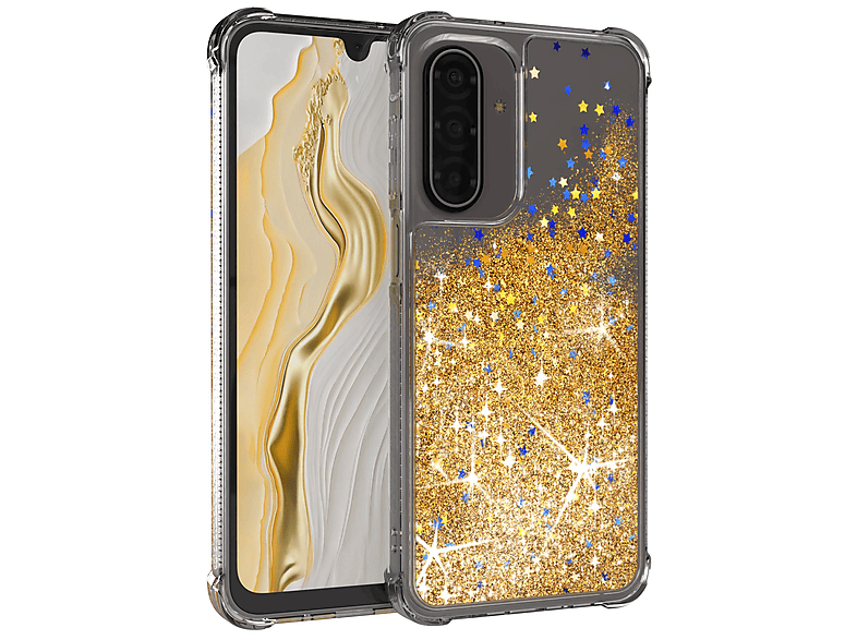 EAZY CASE Liquid Glittery Case, Backcover, Samsung, Galaxy A17, Gold ...